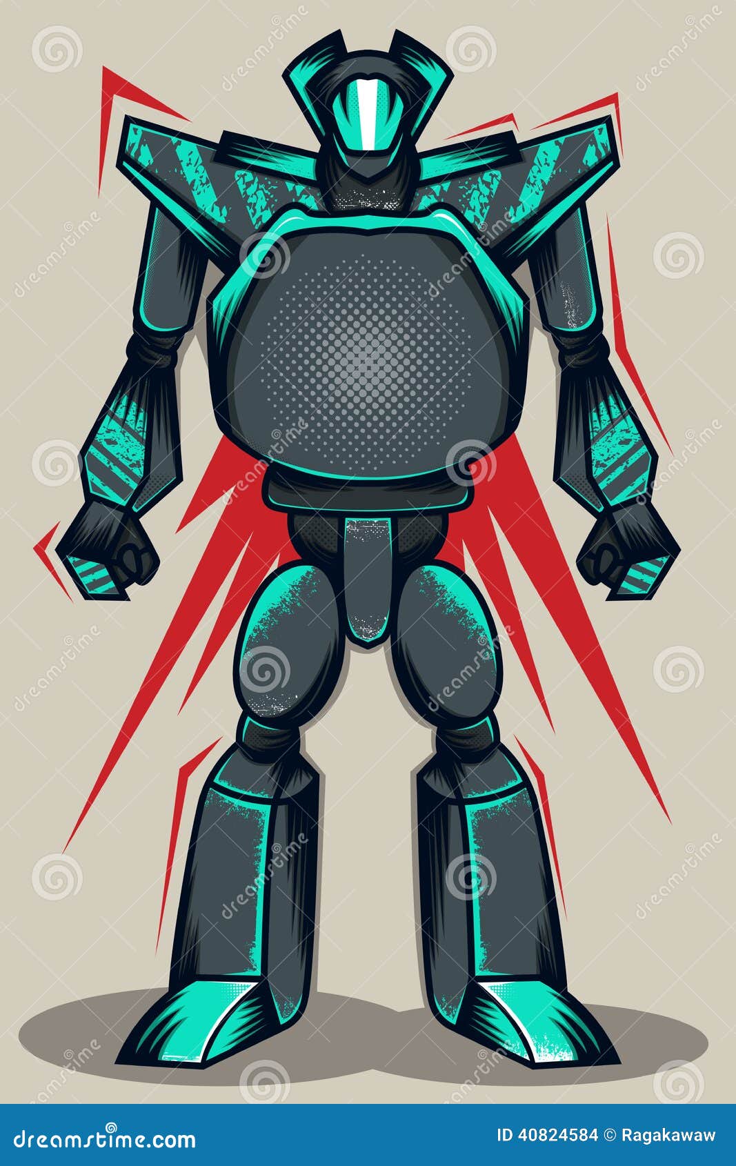 Grey Grunge Robot stock vector. Illustration of cartoon - 40824584