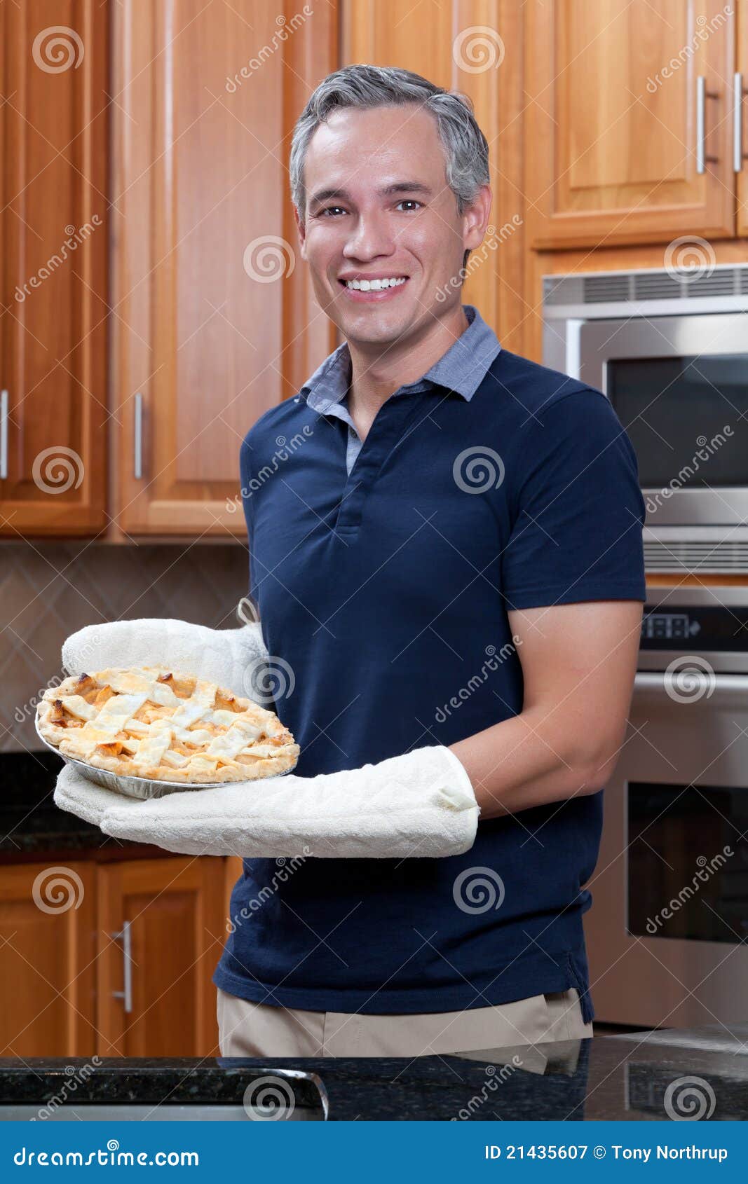 Grey Haired Man Holding Apple Pie Stock Image - Image of hair ...