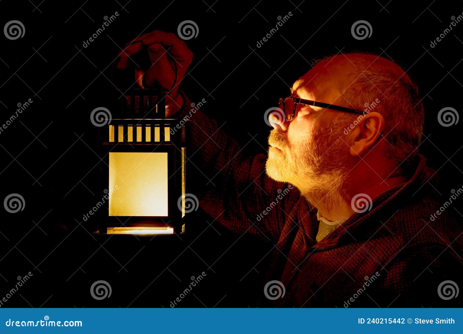 Grey Haired Man Holding a Lantern Stock Photo - Image of caucasian ...
