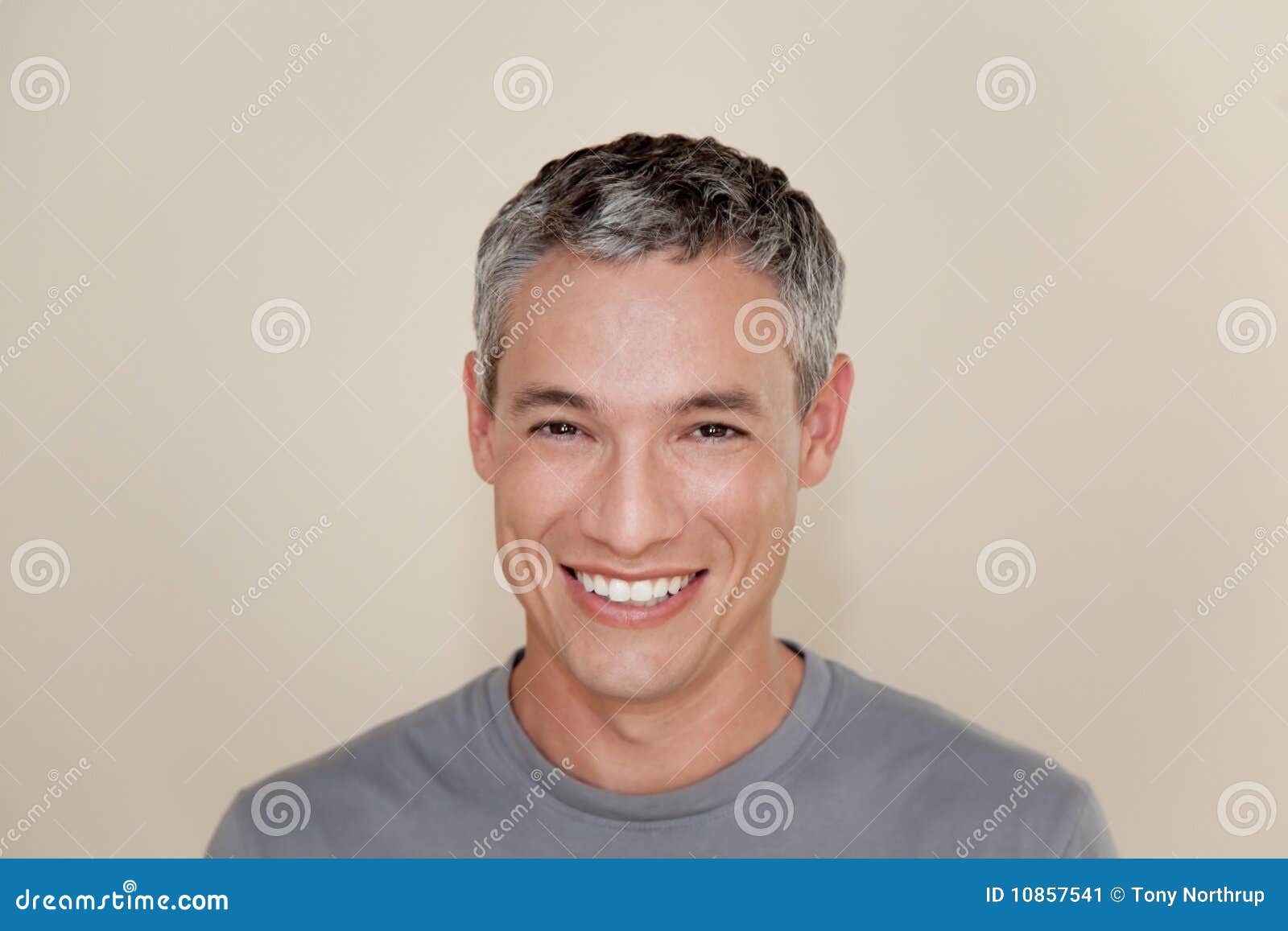 Grey-haired man smiling stock image. Image of brown, hair - 10857541