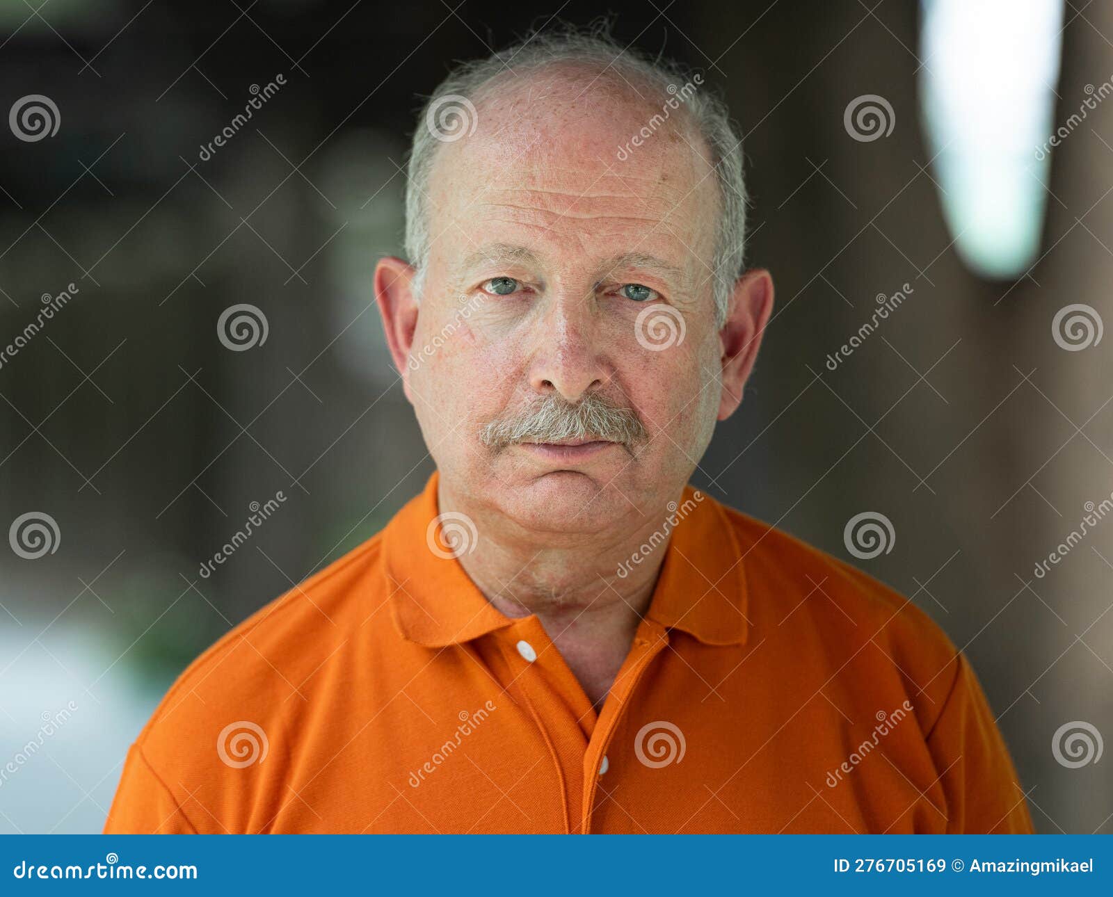 Grey Haired Senior Man With Mustache Wearing Eyeglasses Stock Image