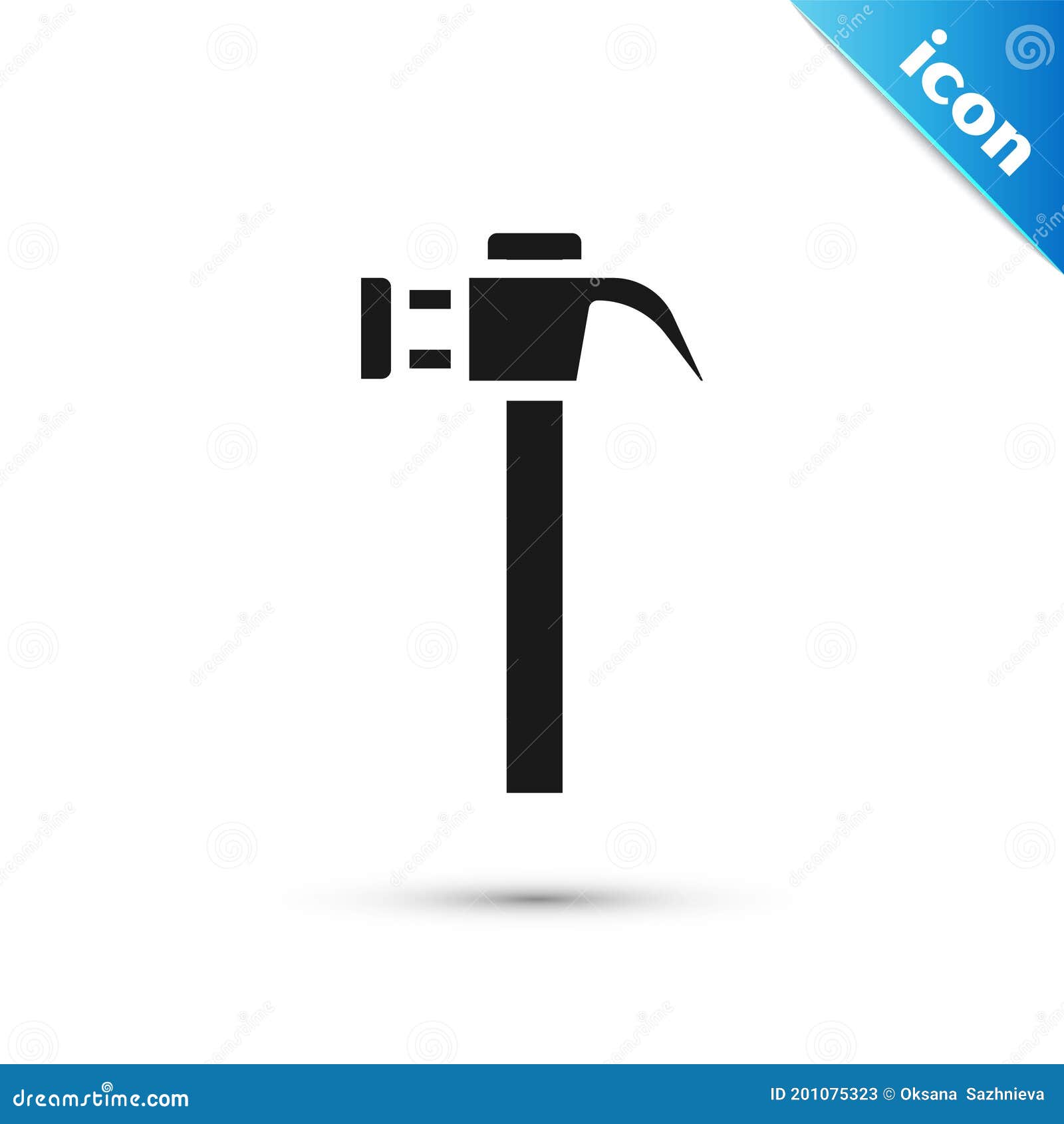 Grey Hammer Icon Isolated on White Background. Tool for Repair Stock ...