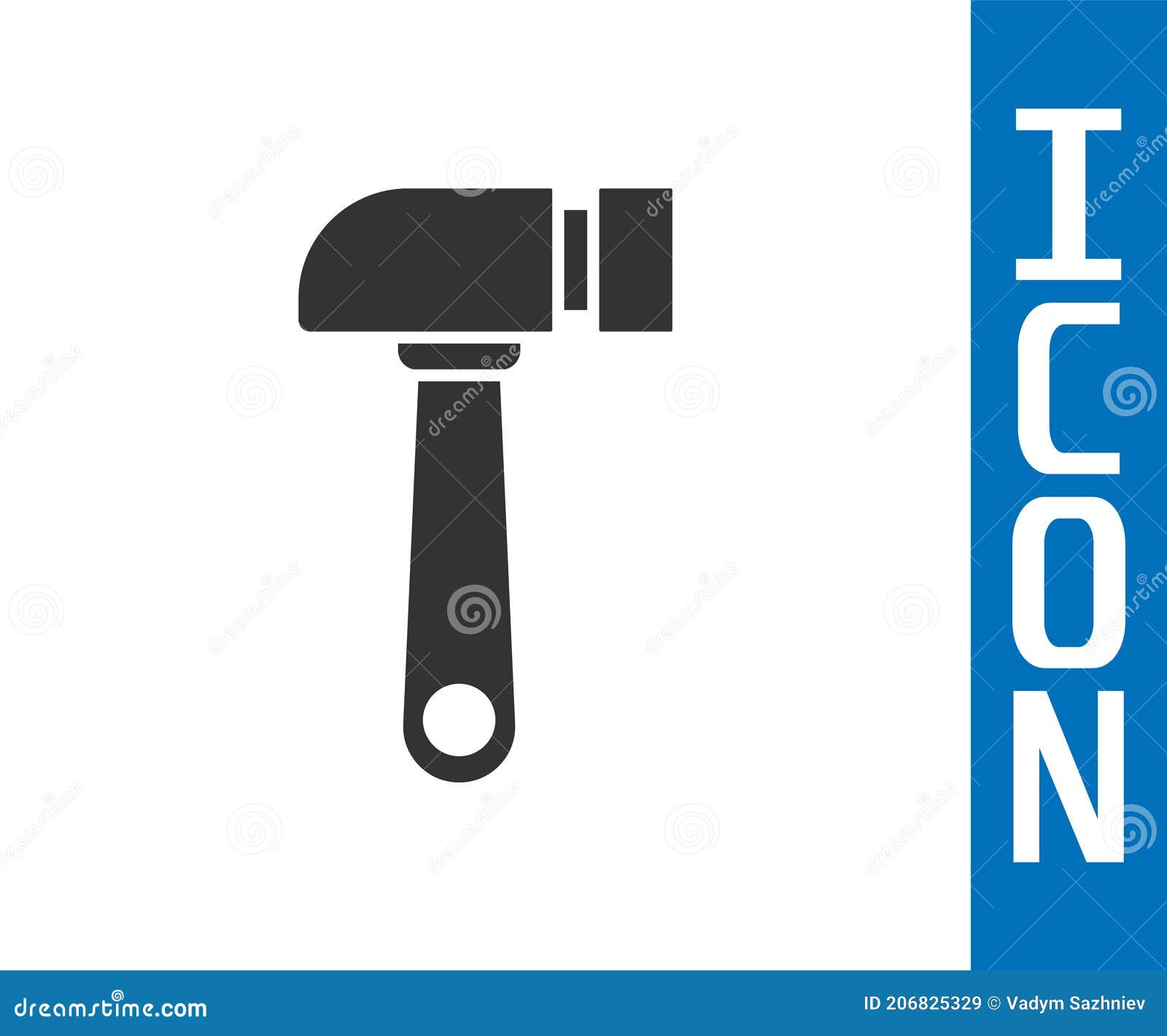 Grey Hammer Icon Isolated on White Background. Tool for Repair Stock ...