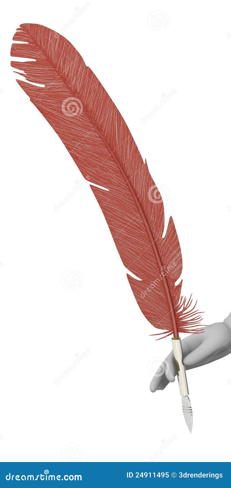 Grey hand with quill stock illustration. Illustration of render - 24911495