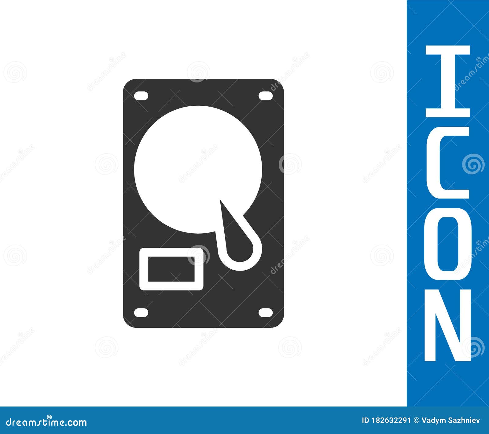 Grey Hard Disk Drive HDD Icon Isolated on White Background. Vector ...