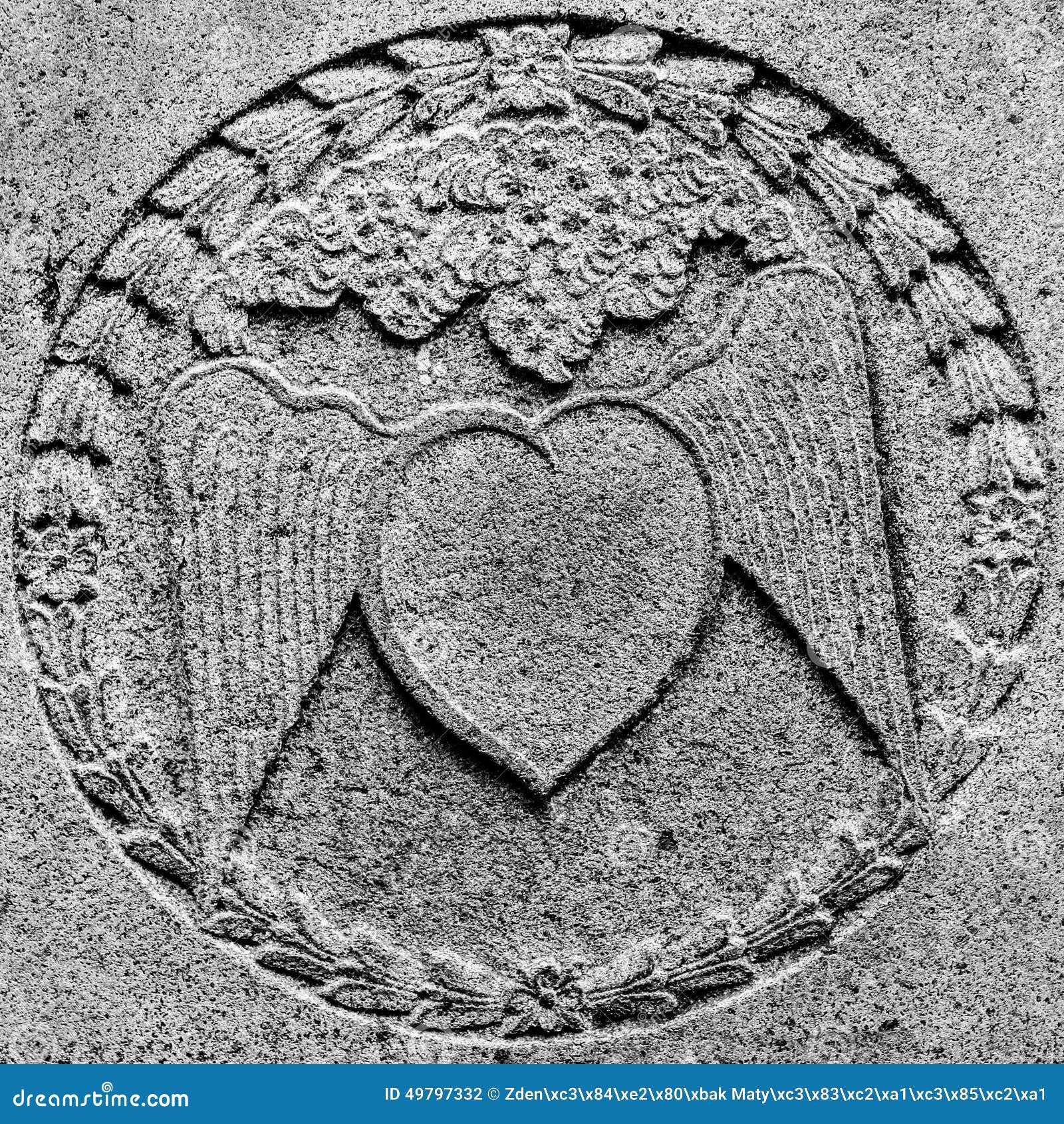 Grey Heart with Wings Made of Stone Stock Photo - Image of pavement ...