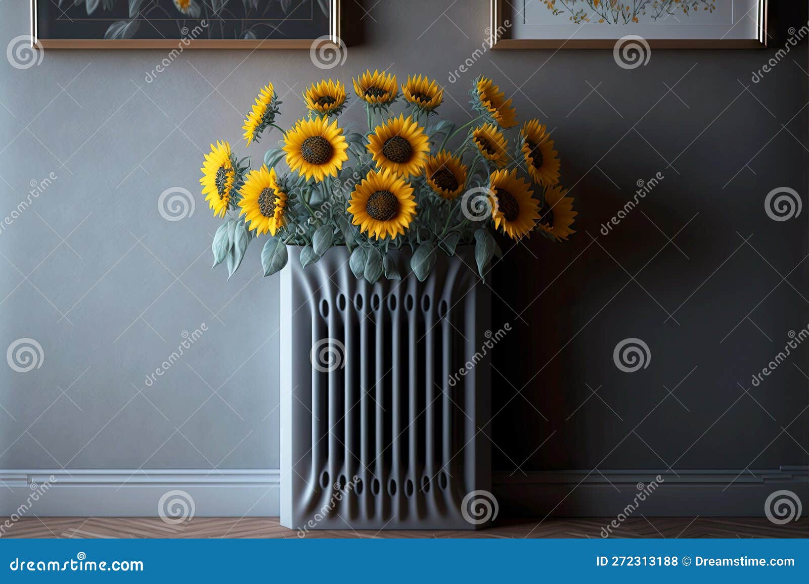 Grey Heating Radiator on Which Flower Grows Stock Illustration ...
