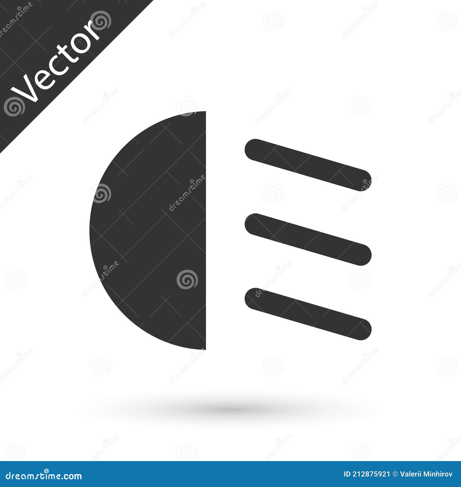 Grey High Beam Icon Isolated on White Background. Car Headlight Stock ...