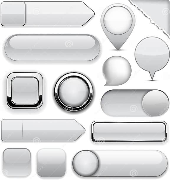 Grey High-detailed Modern Buttons. Stock Vector - Illustration of ...
