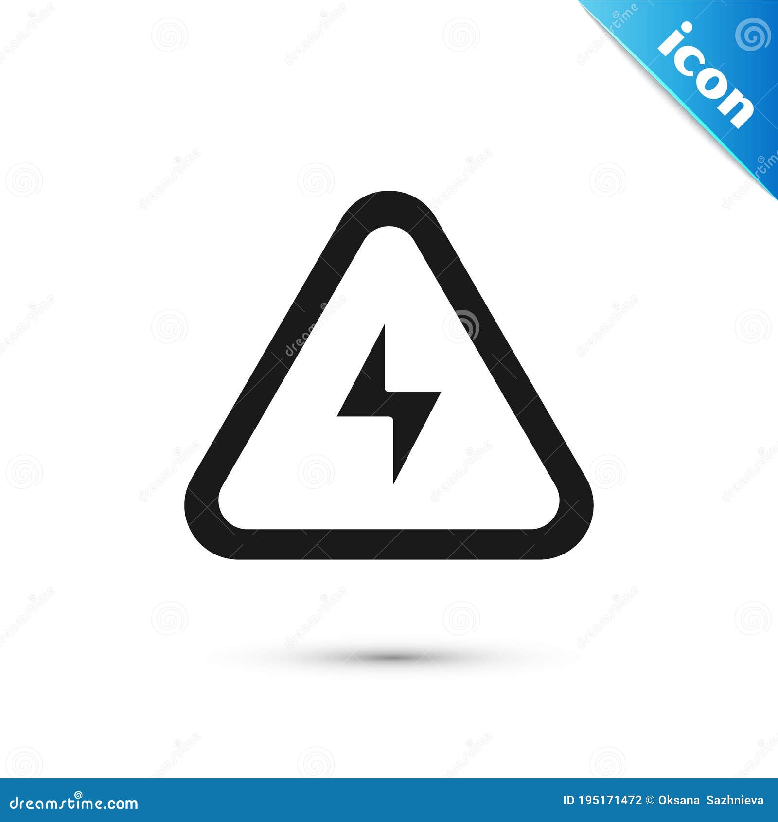 Grey High Voltage Icon Isolated On White Background. Danger Symbol ...