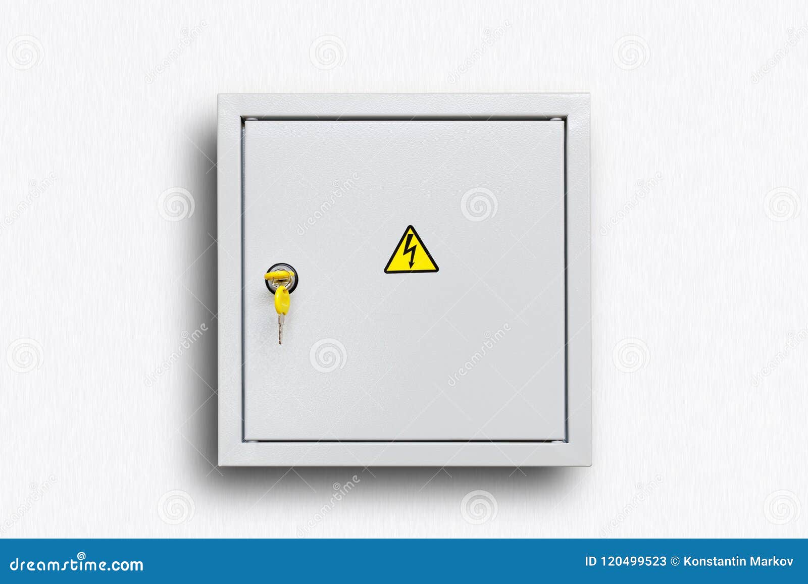 Grey Hinged Power Supply Box with Yellow Keys Stock Image - Image of ...