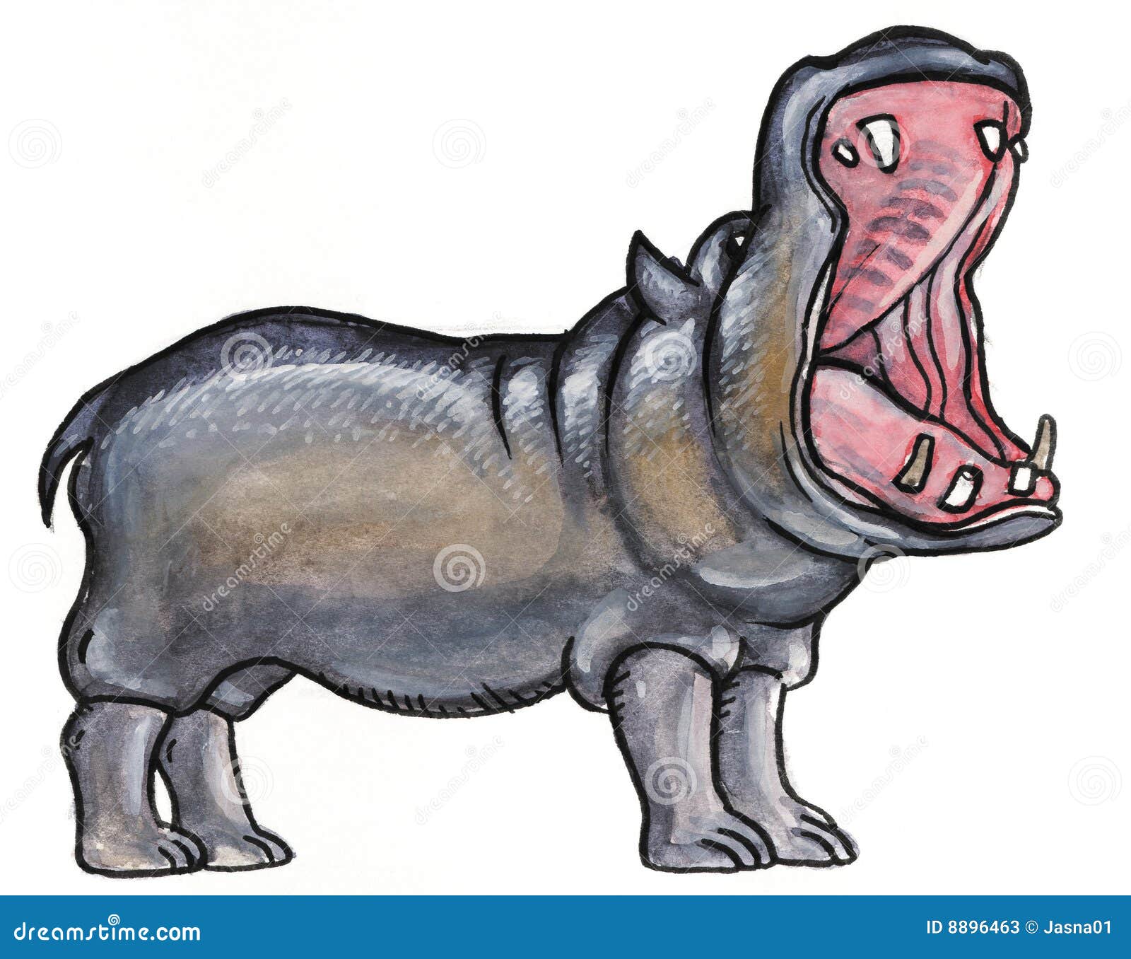 Grey hippopotamus stock illustration. Illustration of open - 8896463