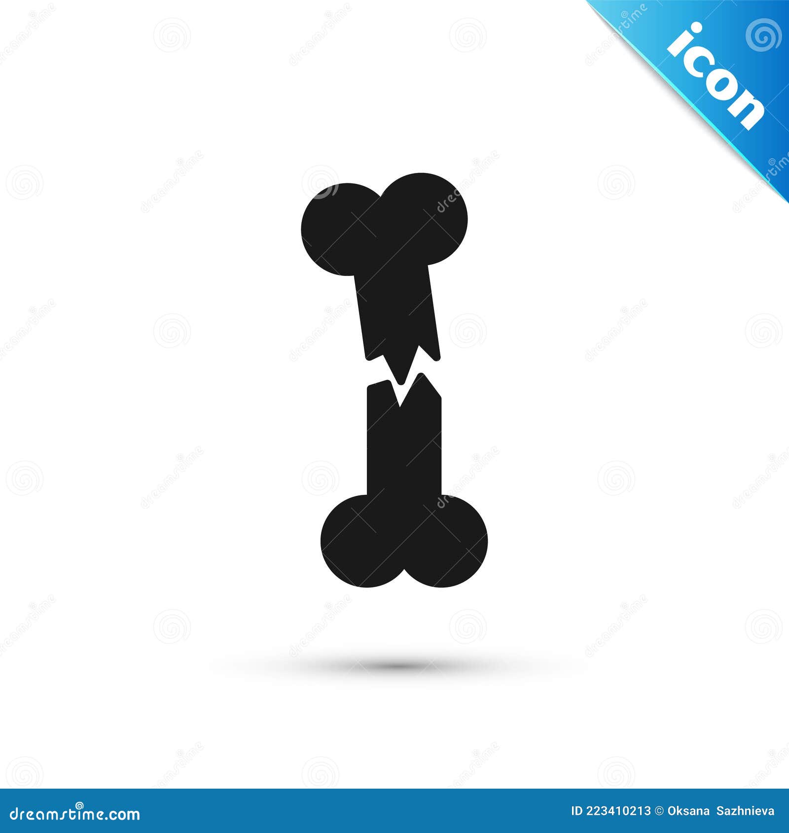 Grey Human Broken Bone Icon Isolated on White Background. Vector Stock ...