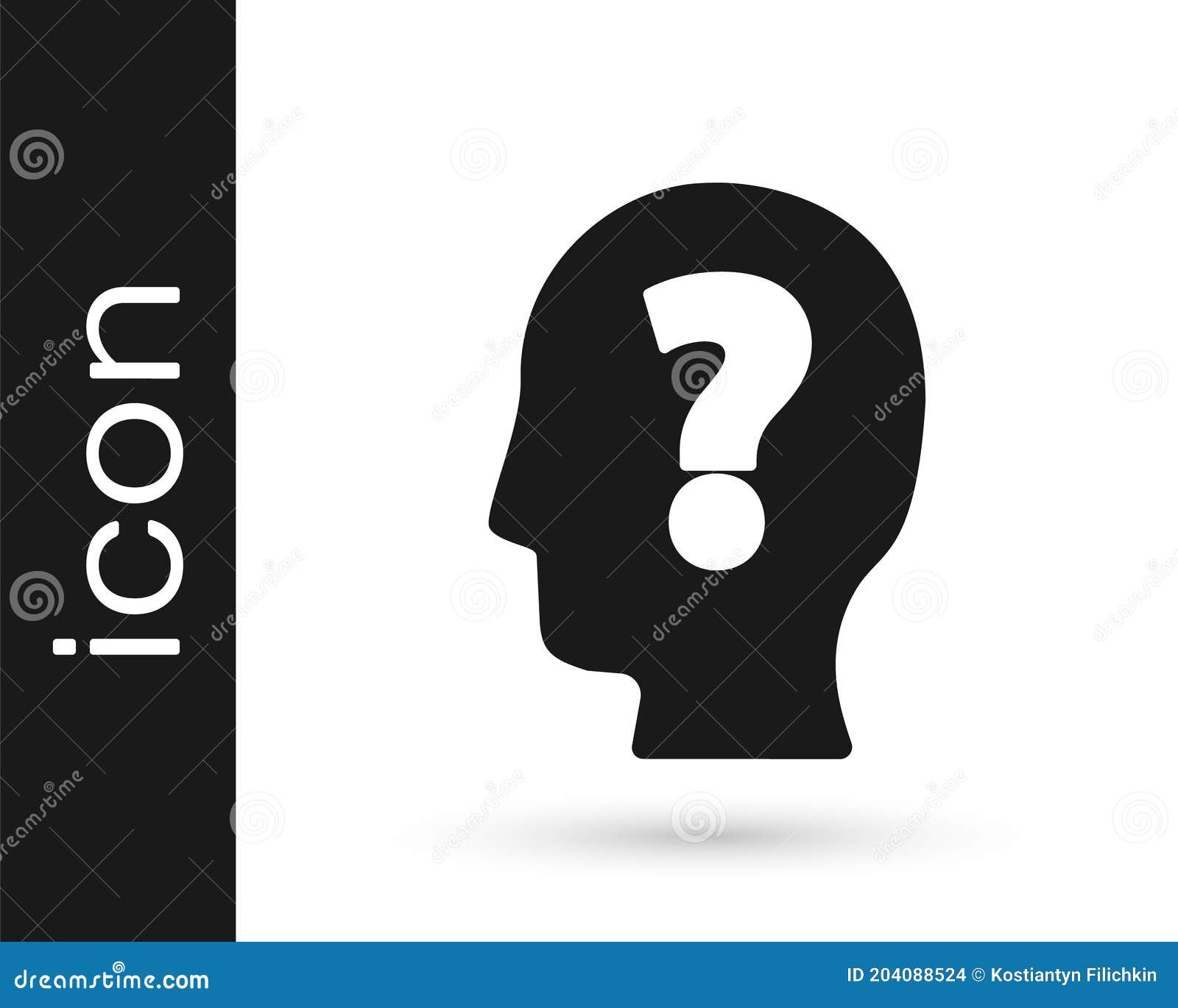 Grey Human Head with Question Mark Icon Isolated on White Background ...