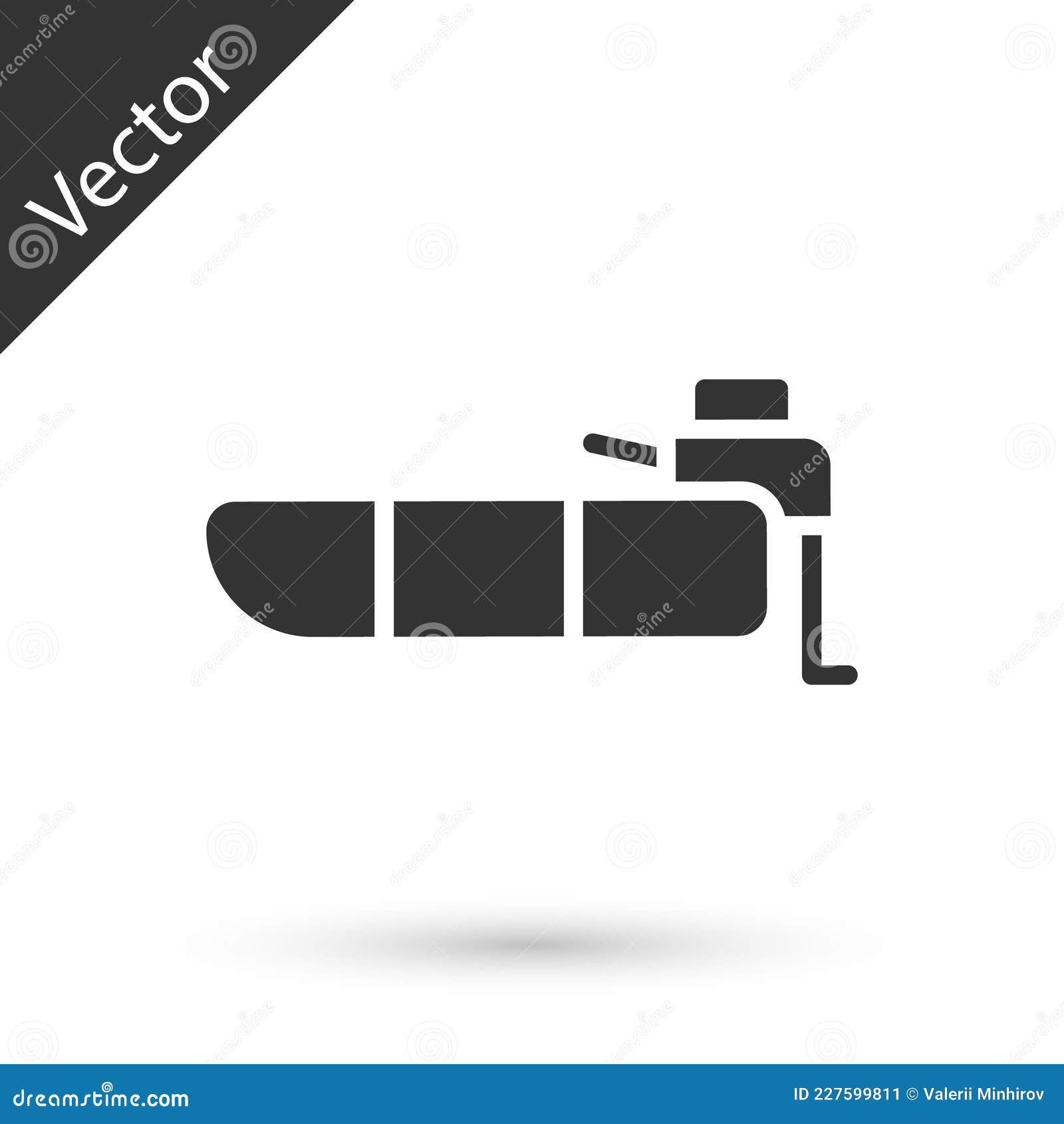 Grey Inflatable Boat with Outboard Motor Icon Isolated on White ...