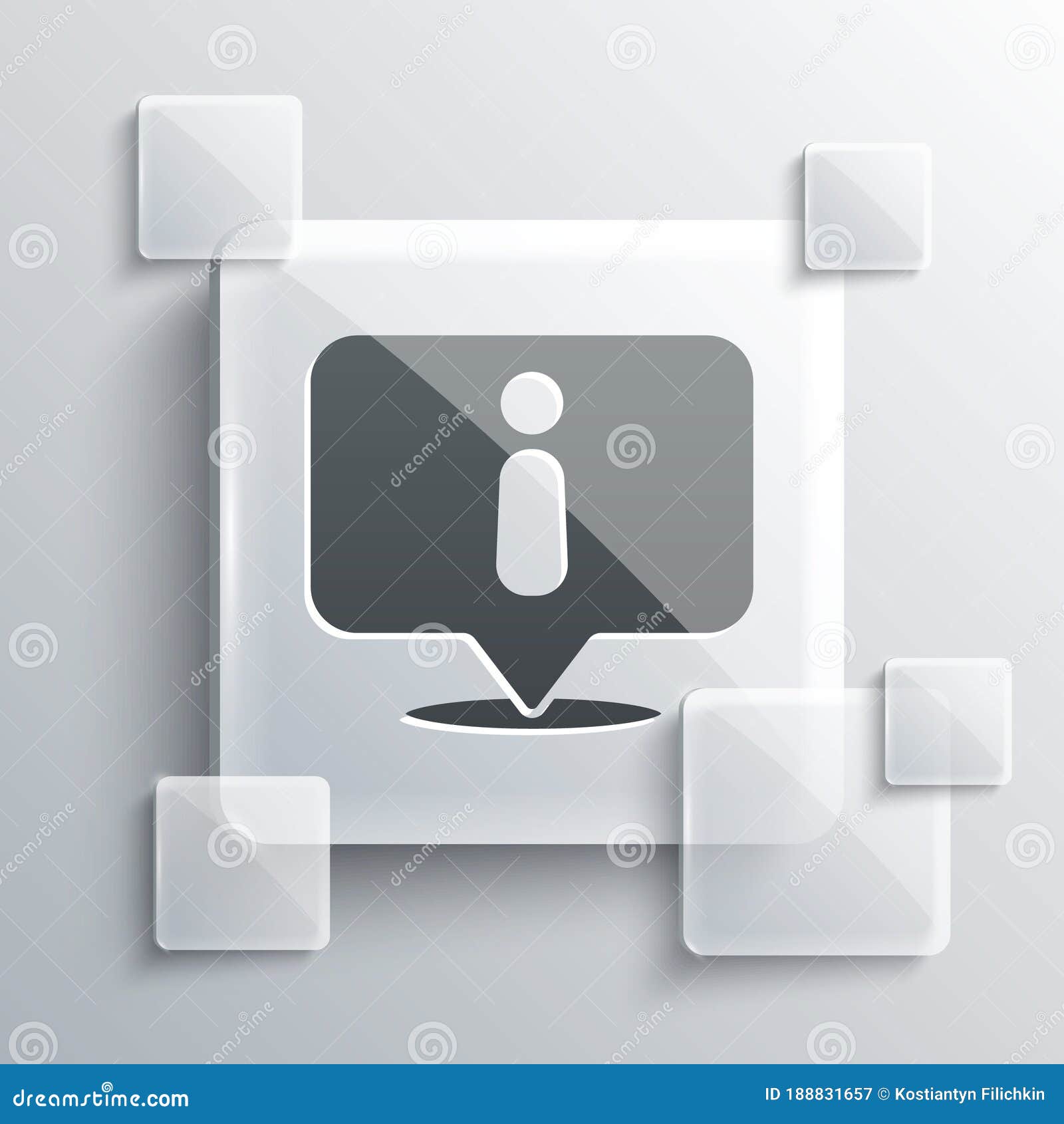 Grey Information Icon Isolated on Grey Background. Square Glass Panels ...
