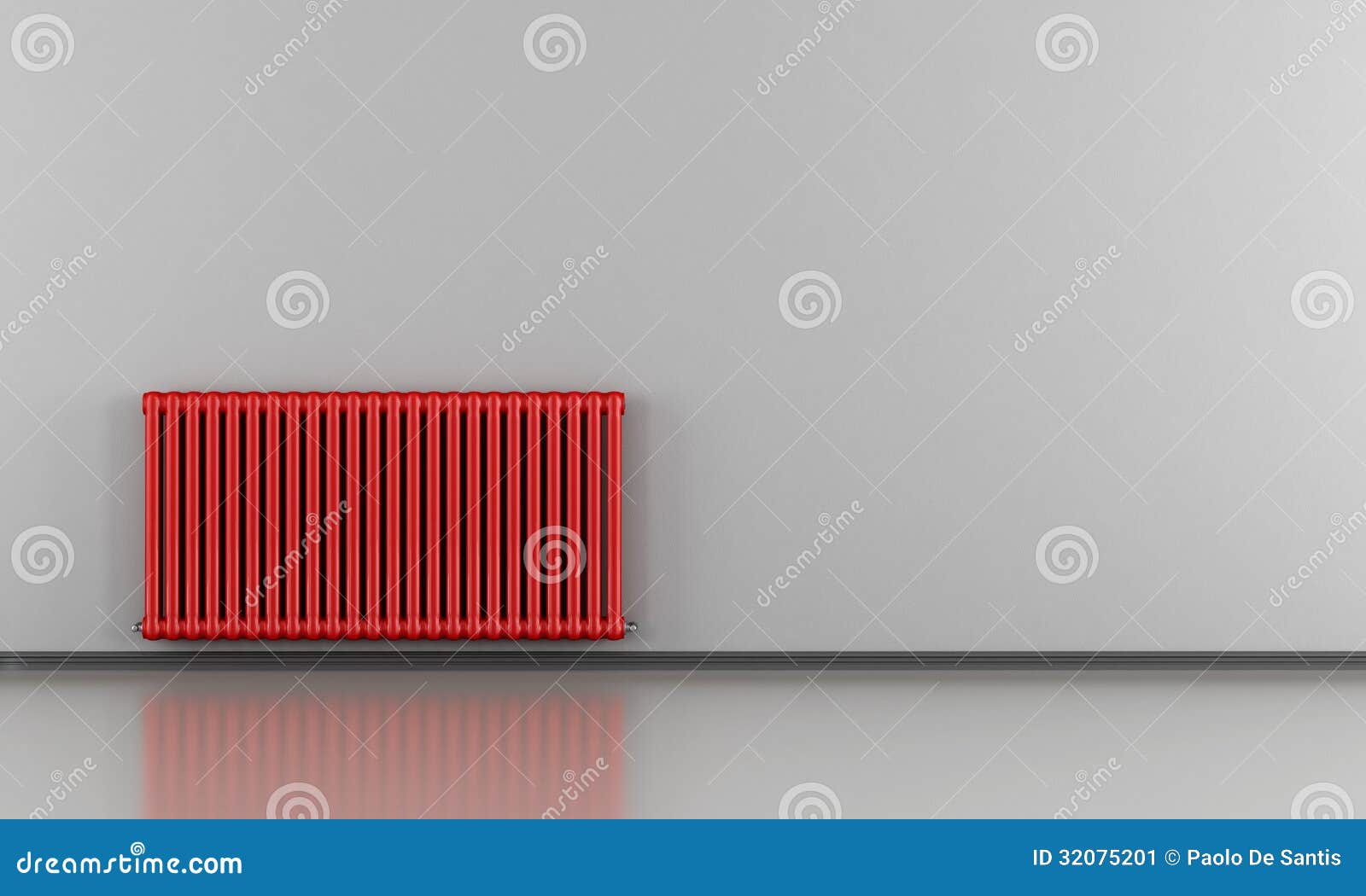 Grey Interior with Red Radiator Stock Illustration - Illustration of ...