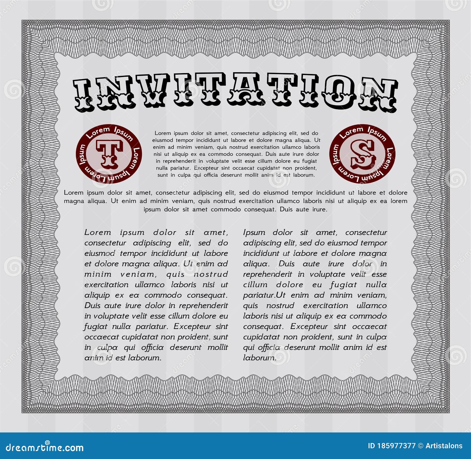 Grey Invitation Template. Modern Design Stock Vector - Illustration of ...