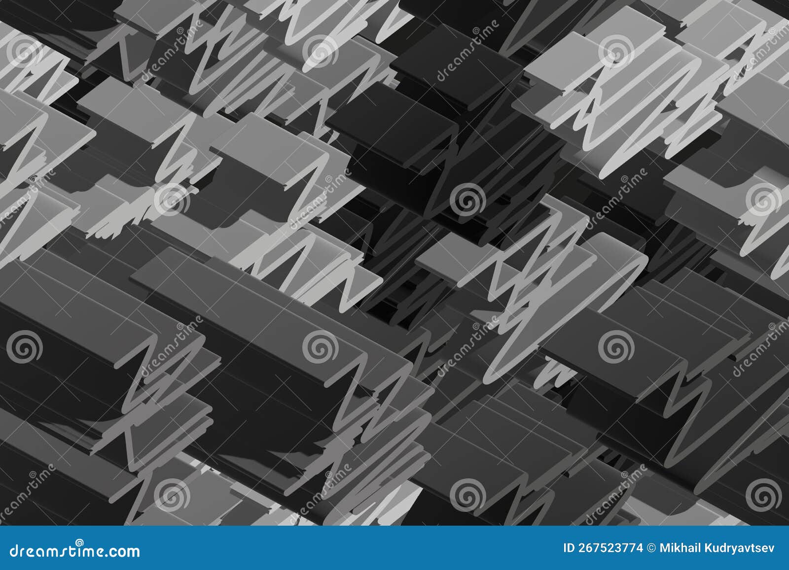 Grey Isometric Background Seamless Pattern, 3D Illustration Stock ...