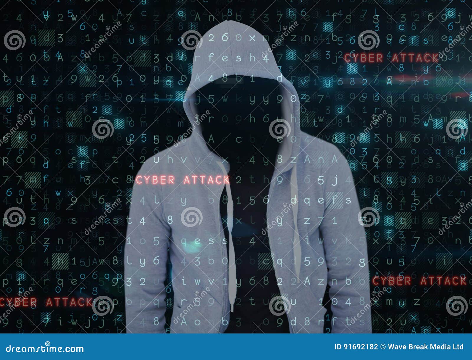 Grey Jumper Hacker. Cyber Attack Stock Illustration - Illustration of ...