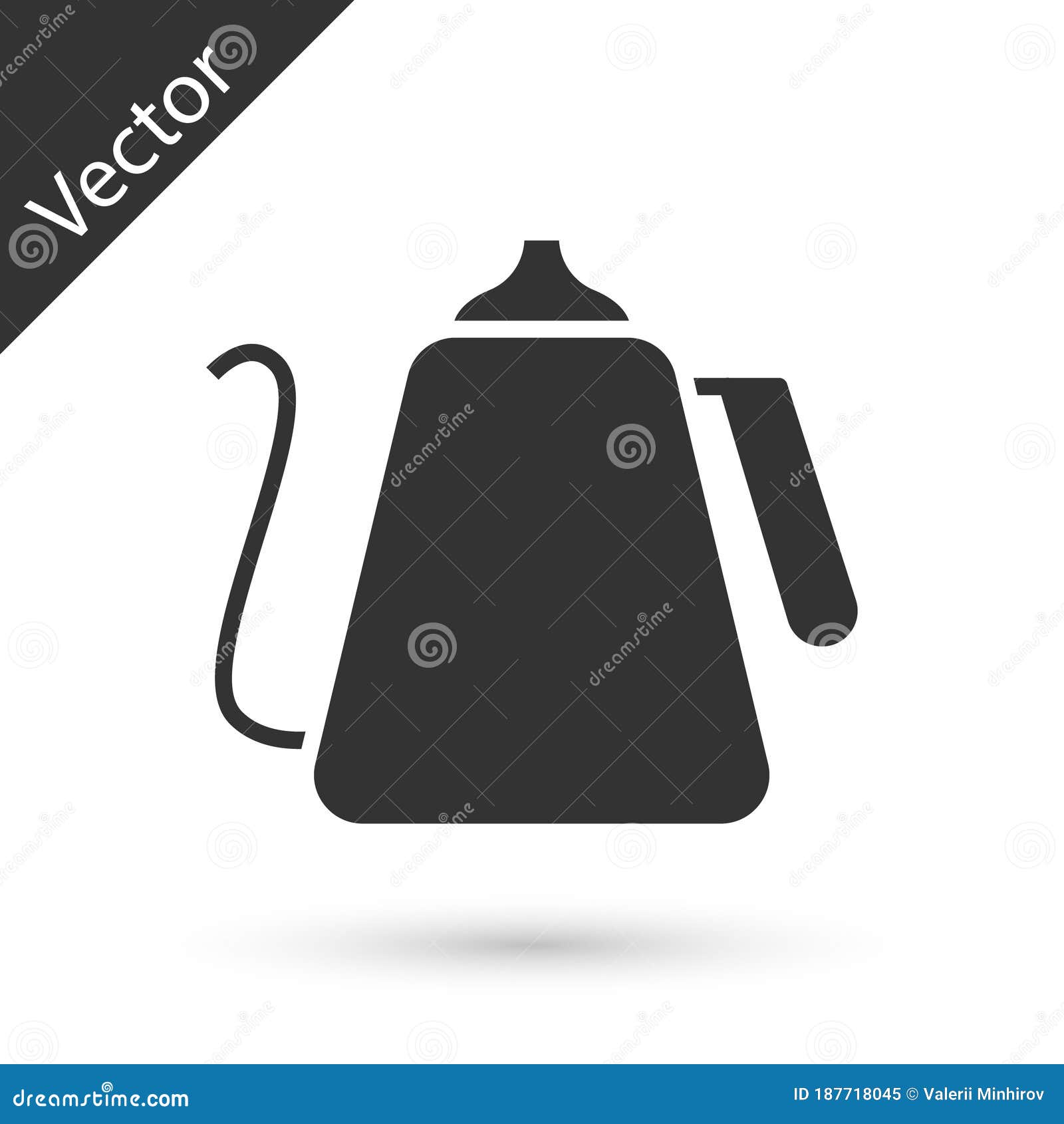 Grey Kettle with Handle Icon Isolated on White Background. Teapot Icon ...