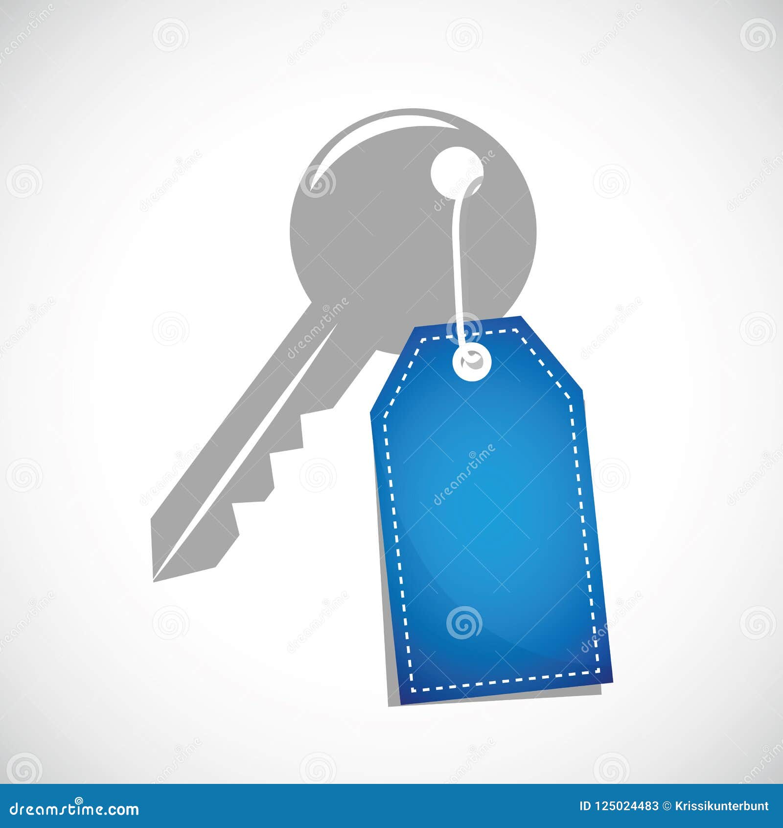 Grey Key Icon with Blue Keyring Stock Vector - Illustration of label ...