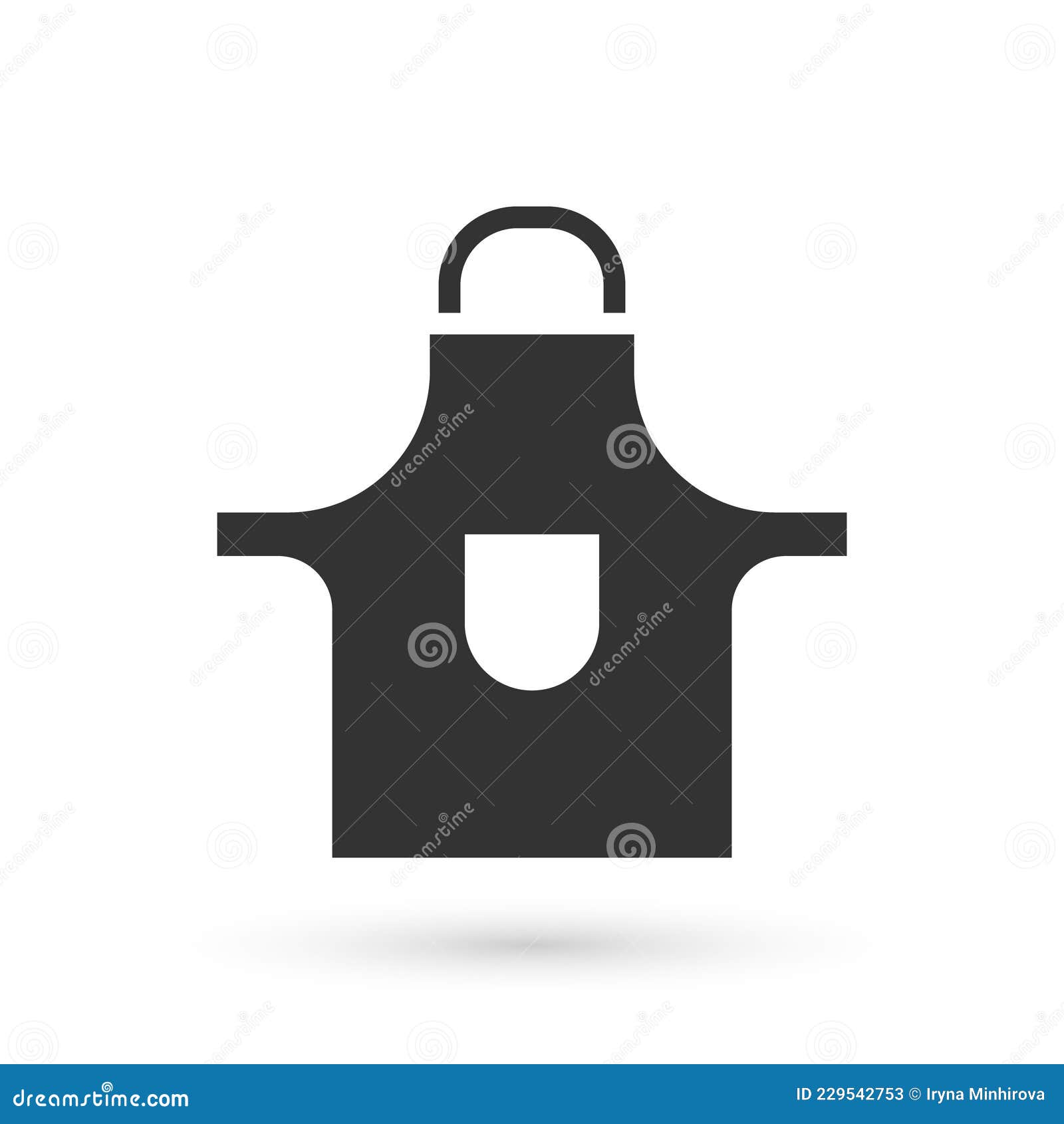 Grey Kitchen Apron Icon Isolated on White Background. Chef Uniform for ...