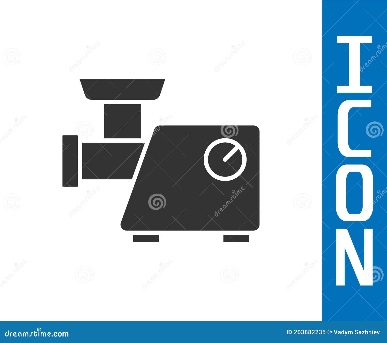 Grey Kitchen Meat Grinder Icon Isolated on White Background. Vector ...