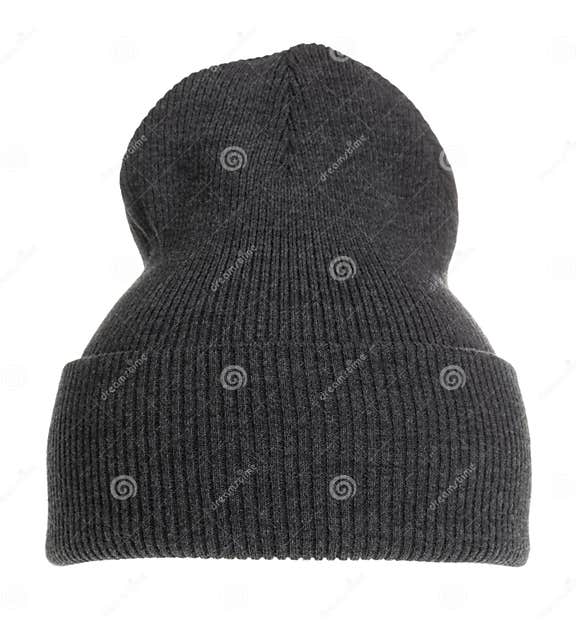 Grey Knit Cap Isolated on White Stock Photo - Image of dummy, casual ...