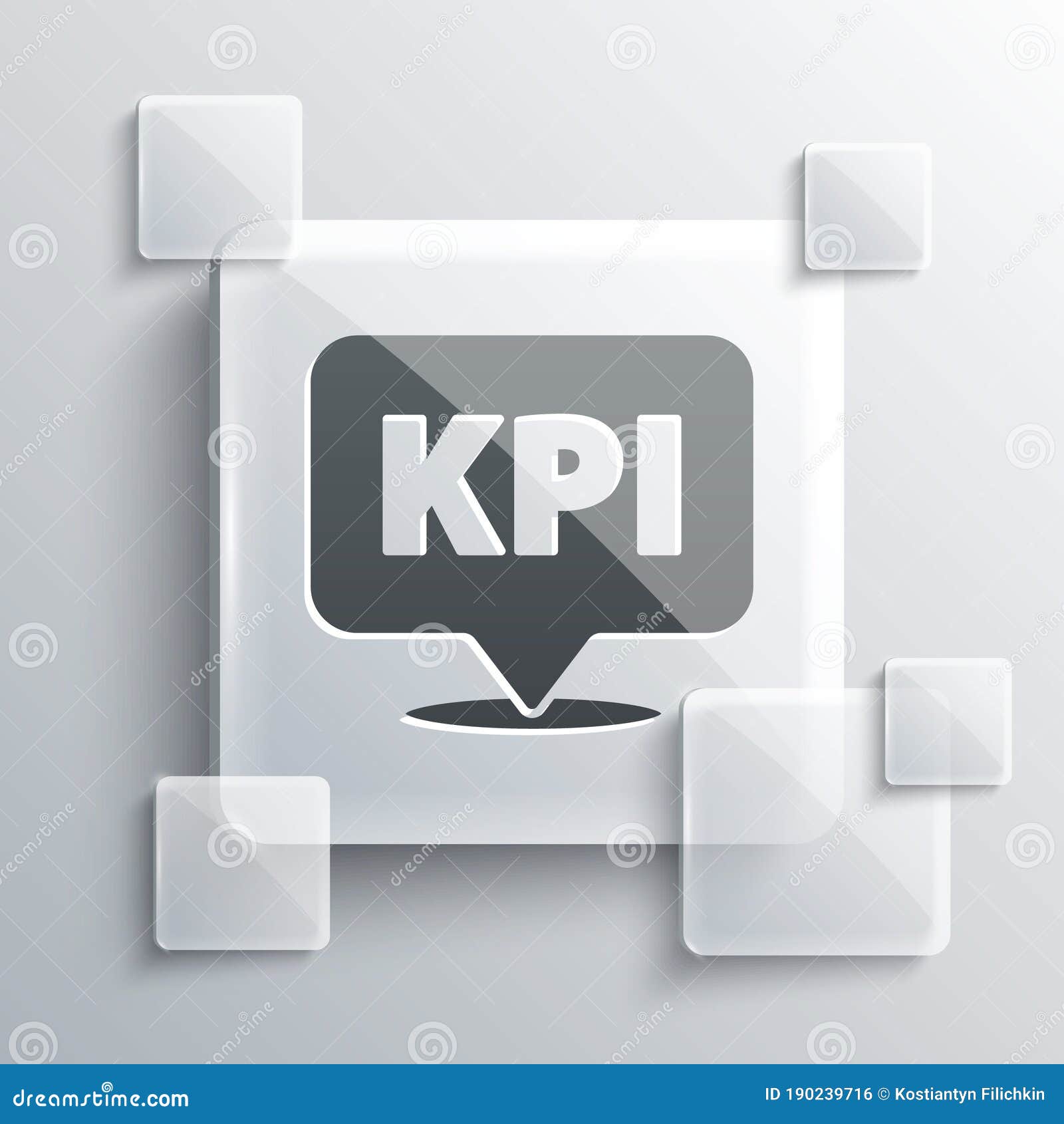 Grey KPI - Key Performance Indicator Icon Isolated on Grey Background ...