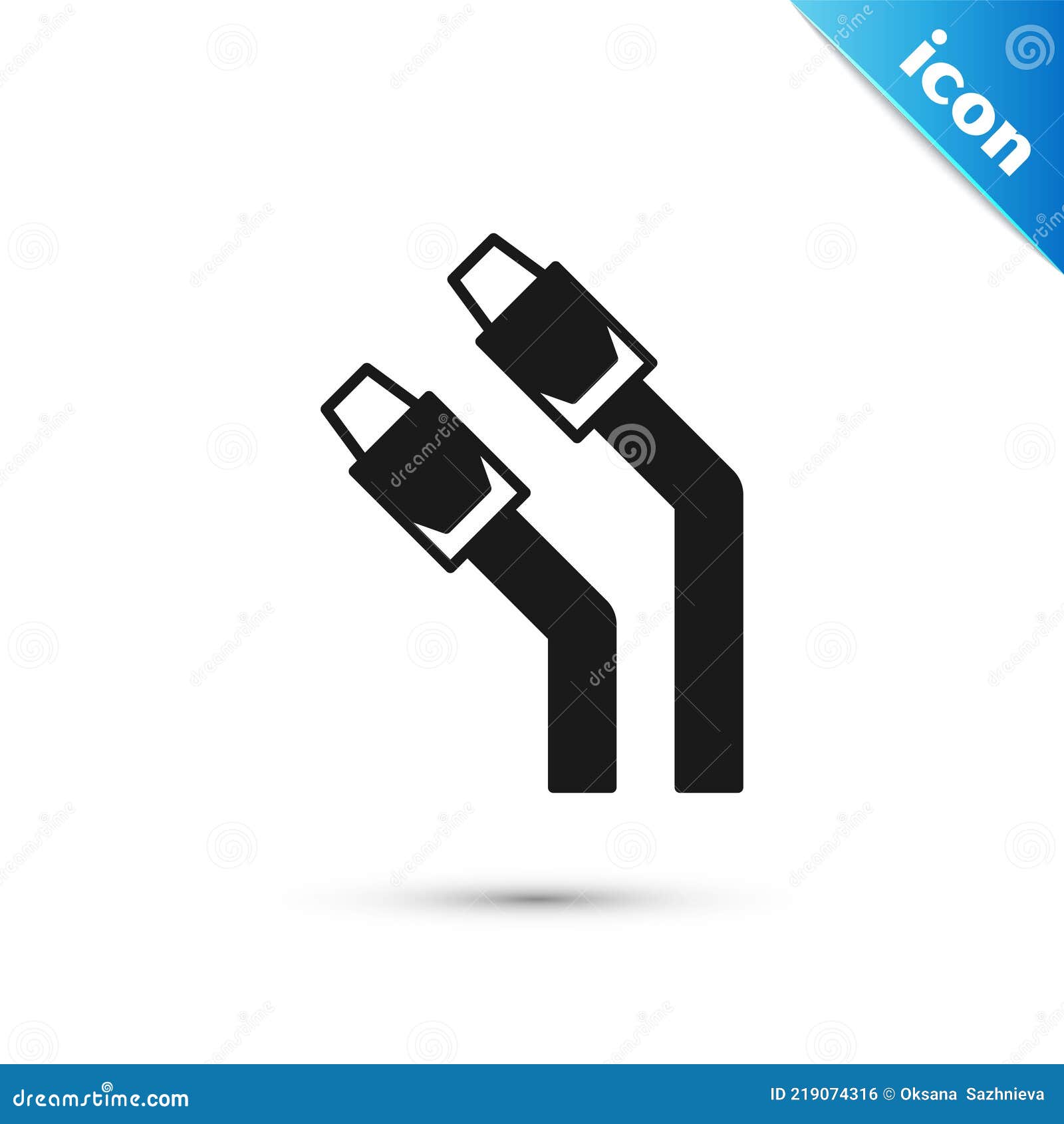 Grey LAN Cable Network Internet Icon Isolated on White Background ...