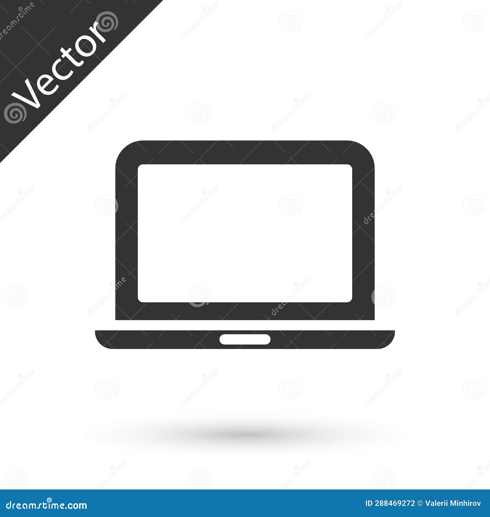Grey Laptop Icon Isolated on White Background. Computer Notebook with ...