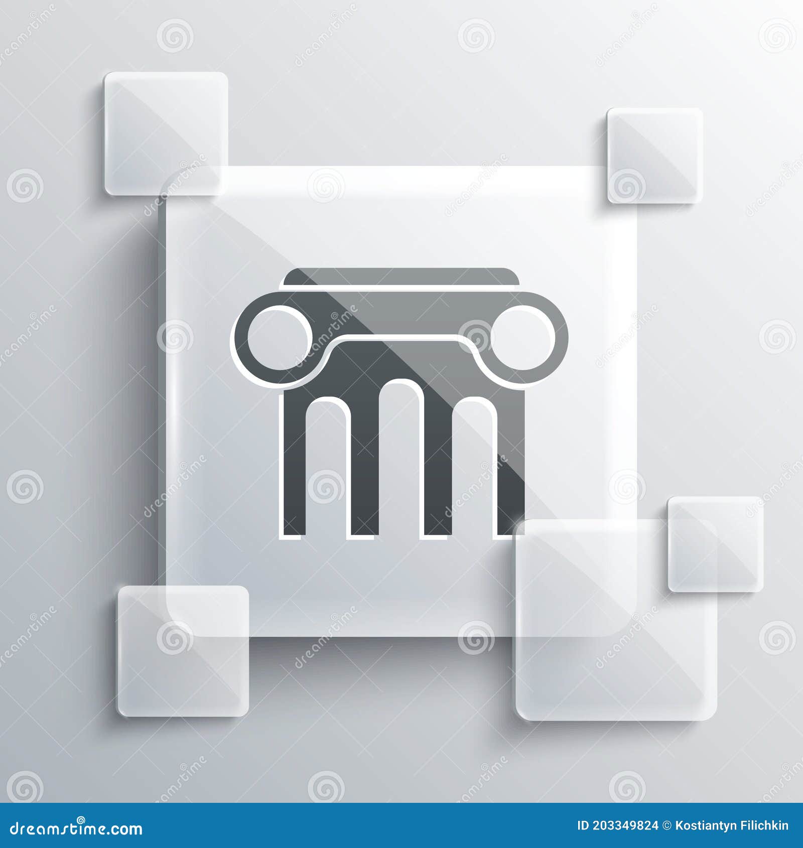 Grey Law Pillar Icon Isolated on Grey Background. Square Glass Panels ...