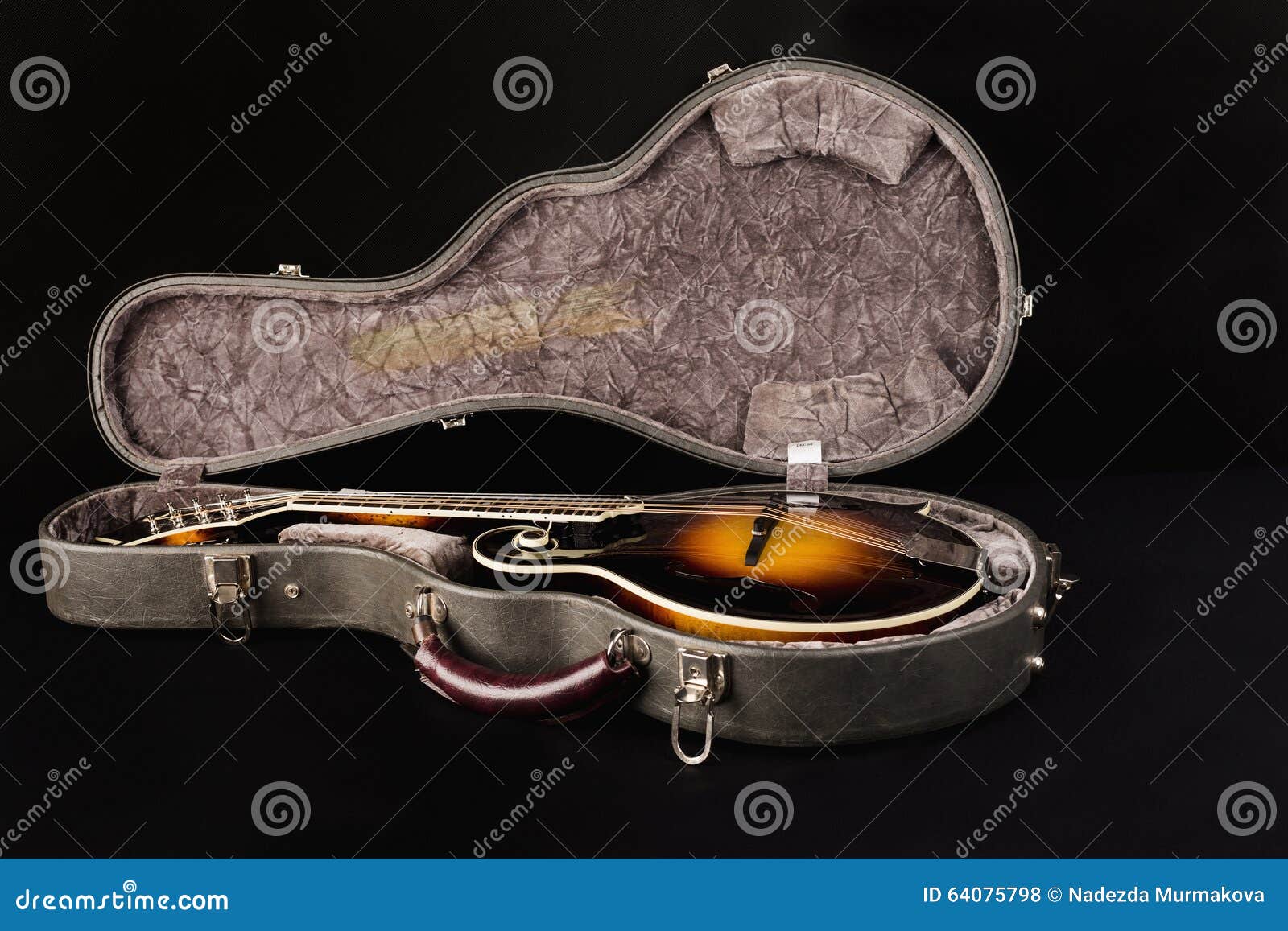 Grey Leather Case Mandolin Black Background Stock Photos - Free ...