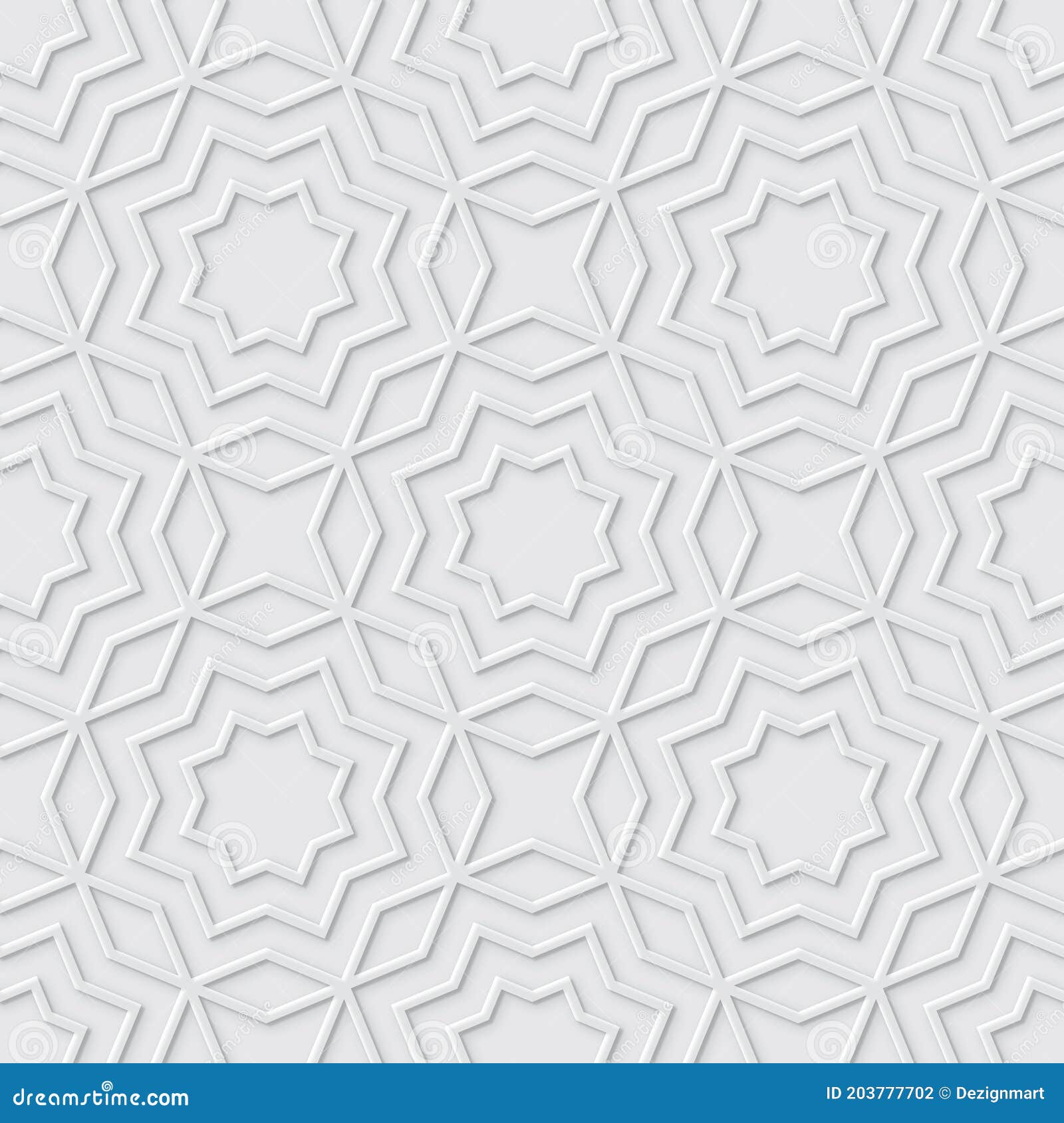 Grey Light Geometric Pattern in Arabic Style, Soft Emboss Background ...