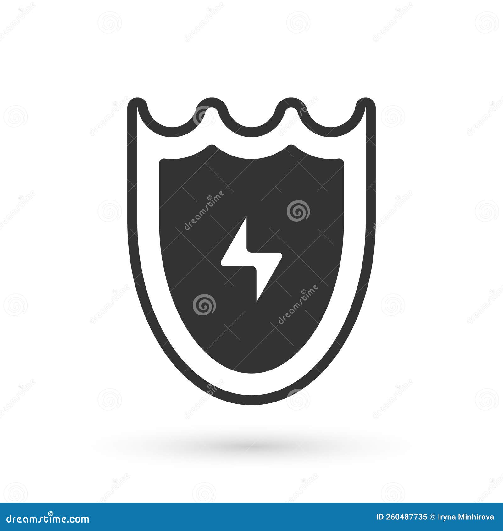 Grey Lightning and Shield Icon Isolated on White Background. High ...