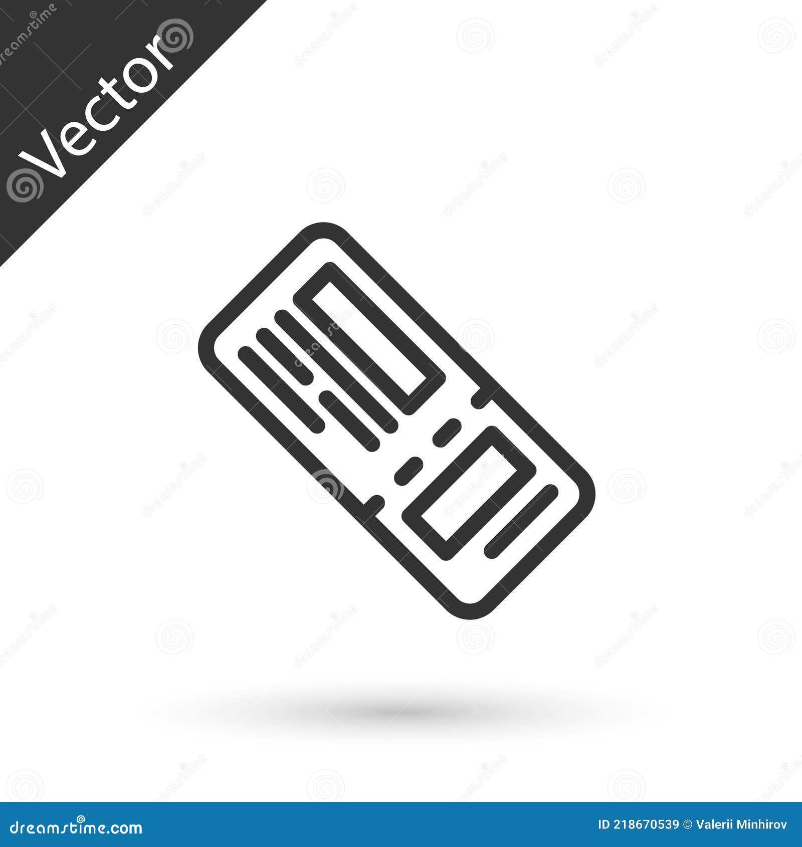 Grey Line Airline Ticket Icon Isolated On White Background. Plane ...