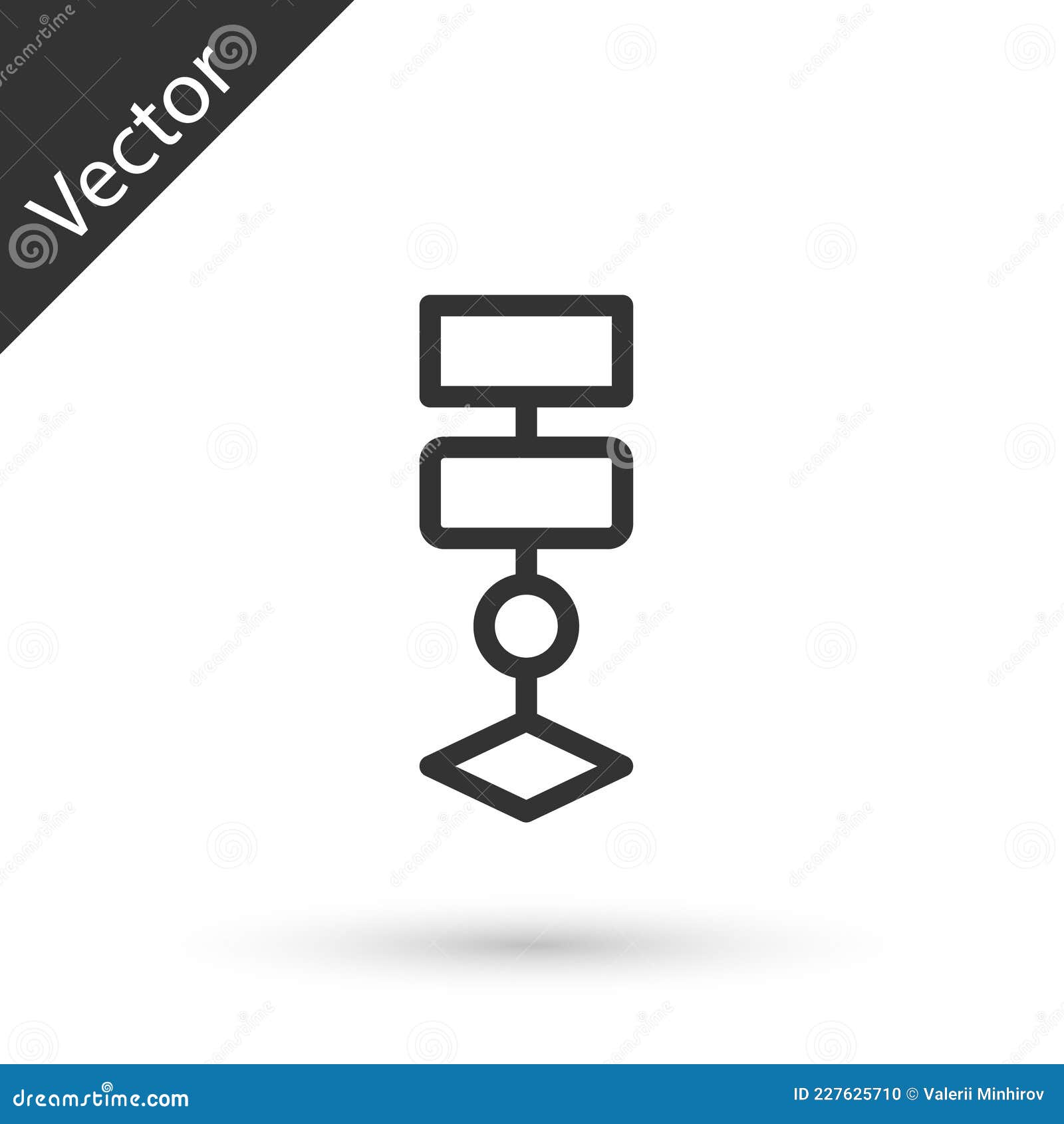 Grey Line Algorithm Icon Isolated On White Background Algorithm Symbol