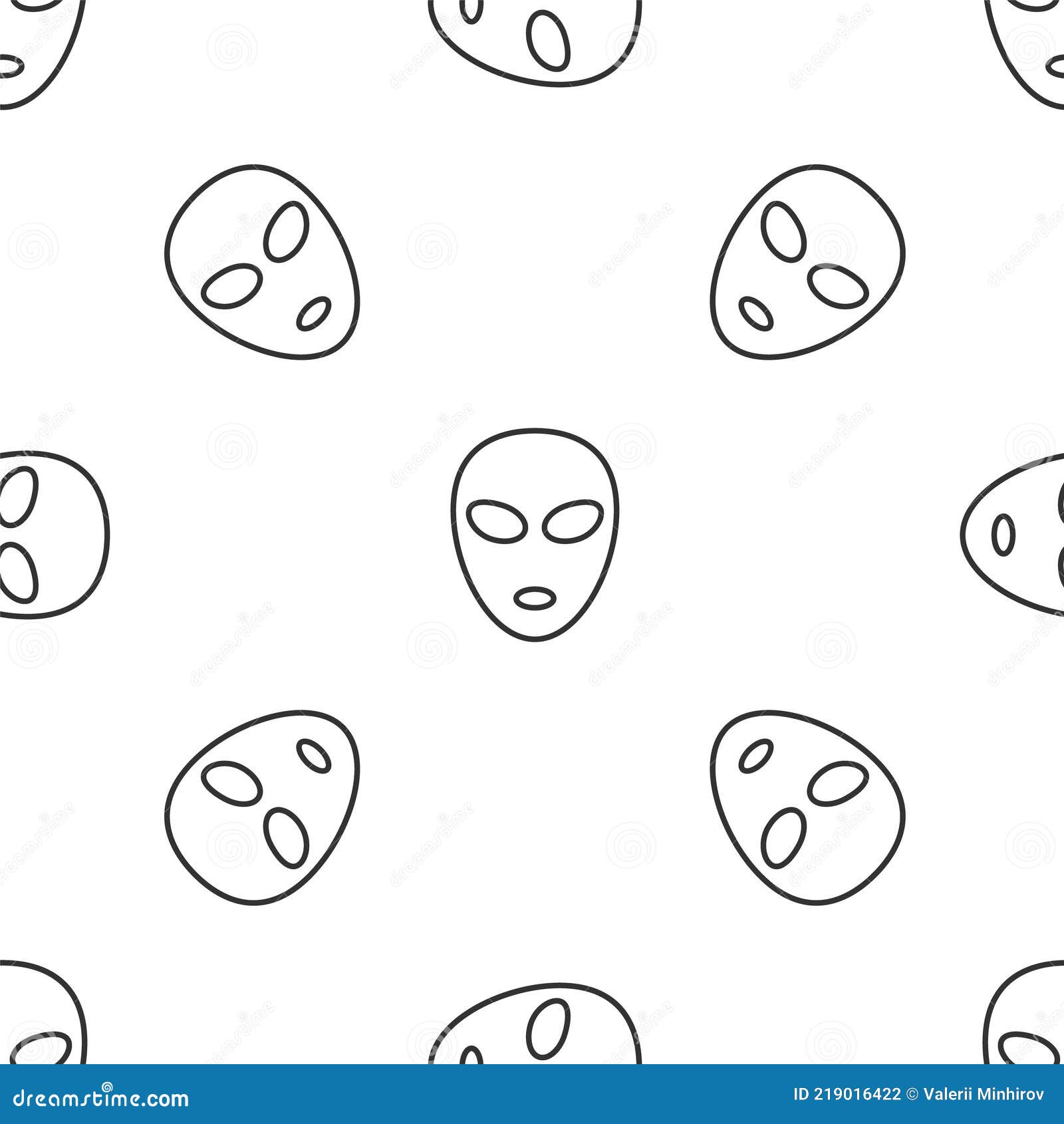 Grey Line Alien Icon Isolated Seamless Pattern on White Background ...