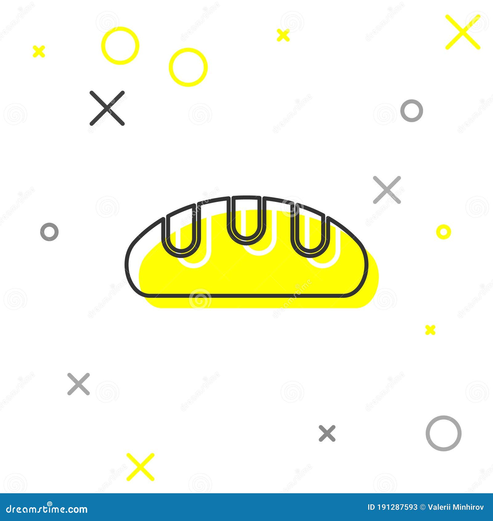 Grey Line Bread Loaf Icon Isolated on White Background. Vector Stock ...