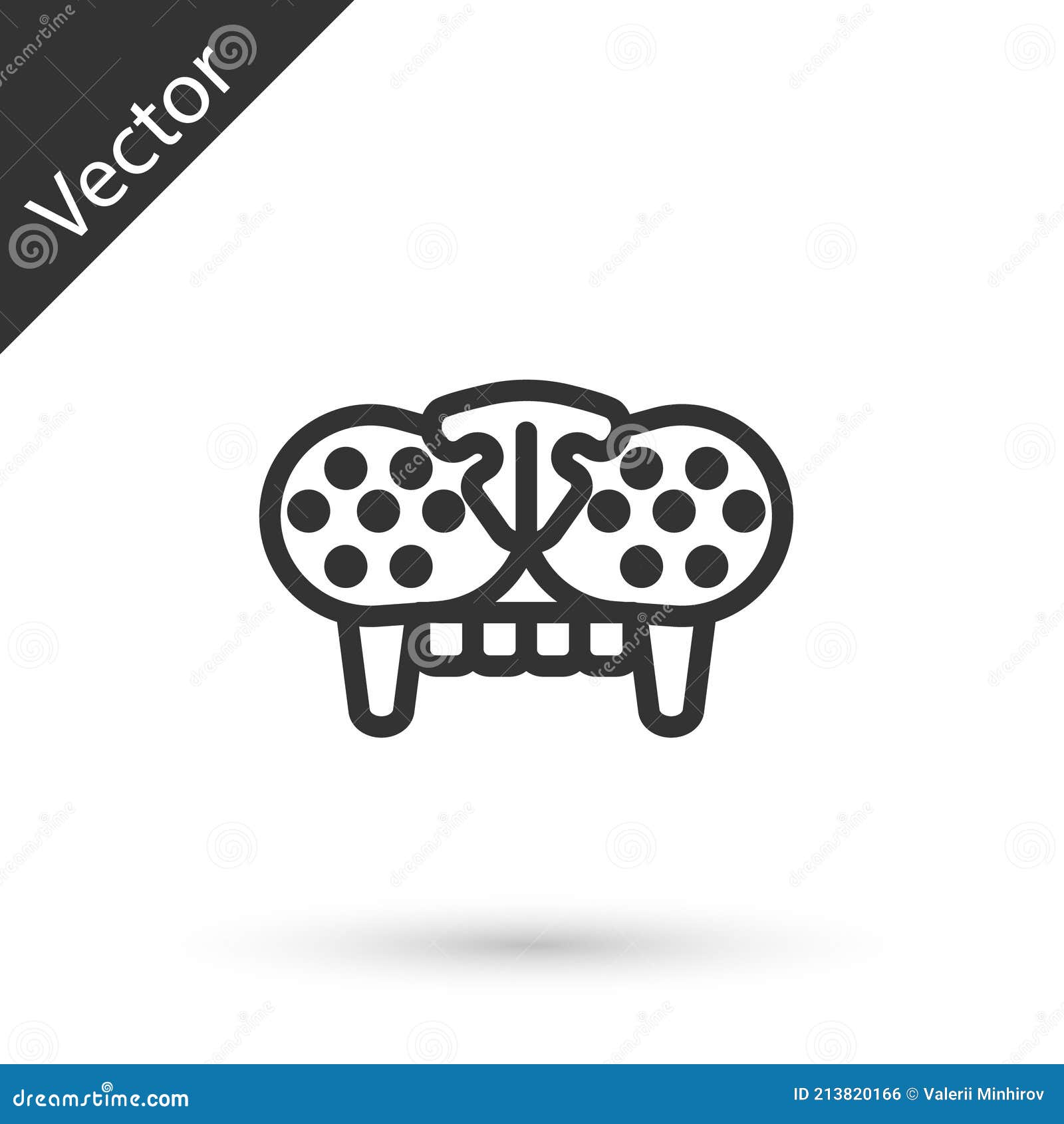 Grey Line Cat Tooth Icon Isolated on White Background. Vector Stock ...