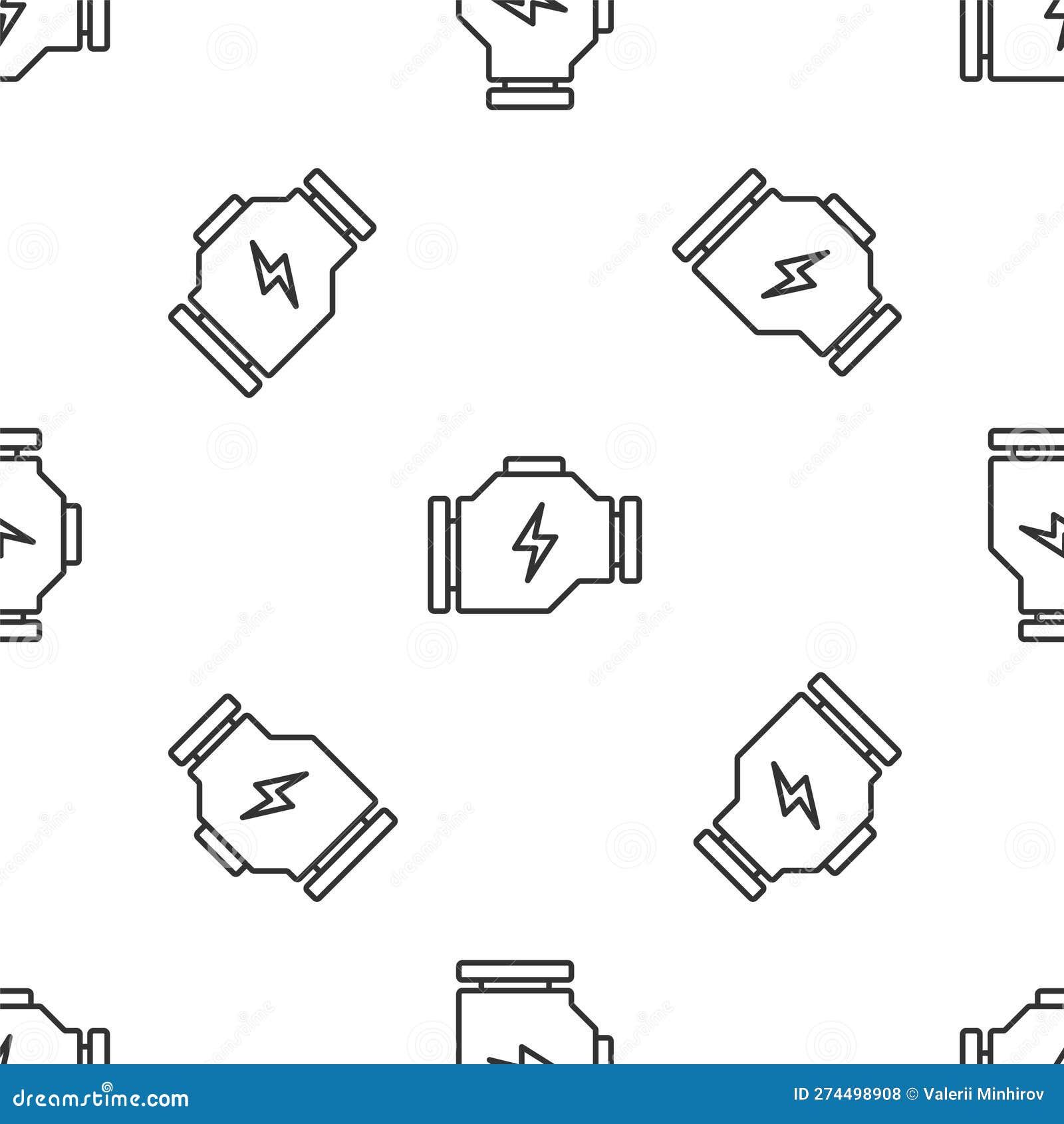 Grey Line Check Engine Icon Isolated Seamless Pattern on White ...