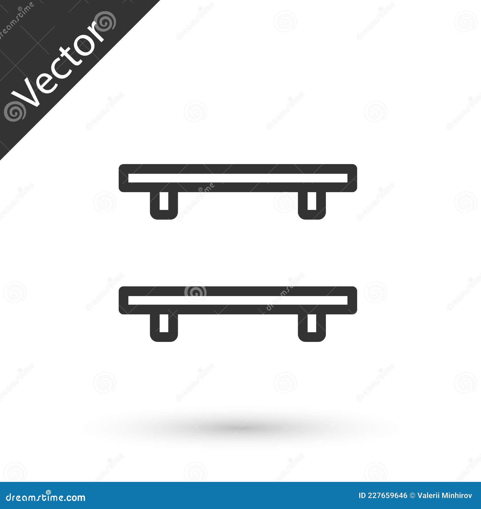 Grey Line Empty Wooden Shelves Icon Isolated on White Background ...