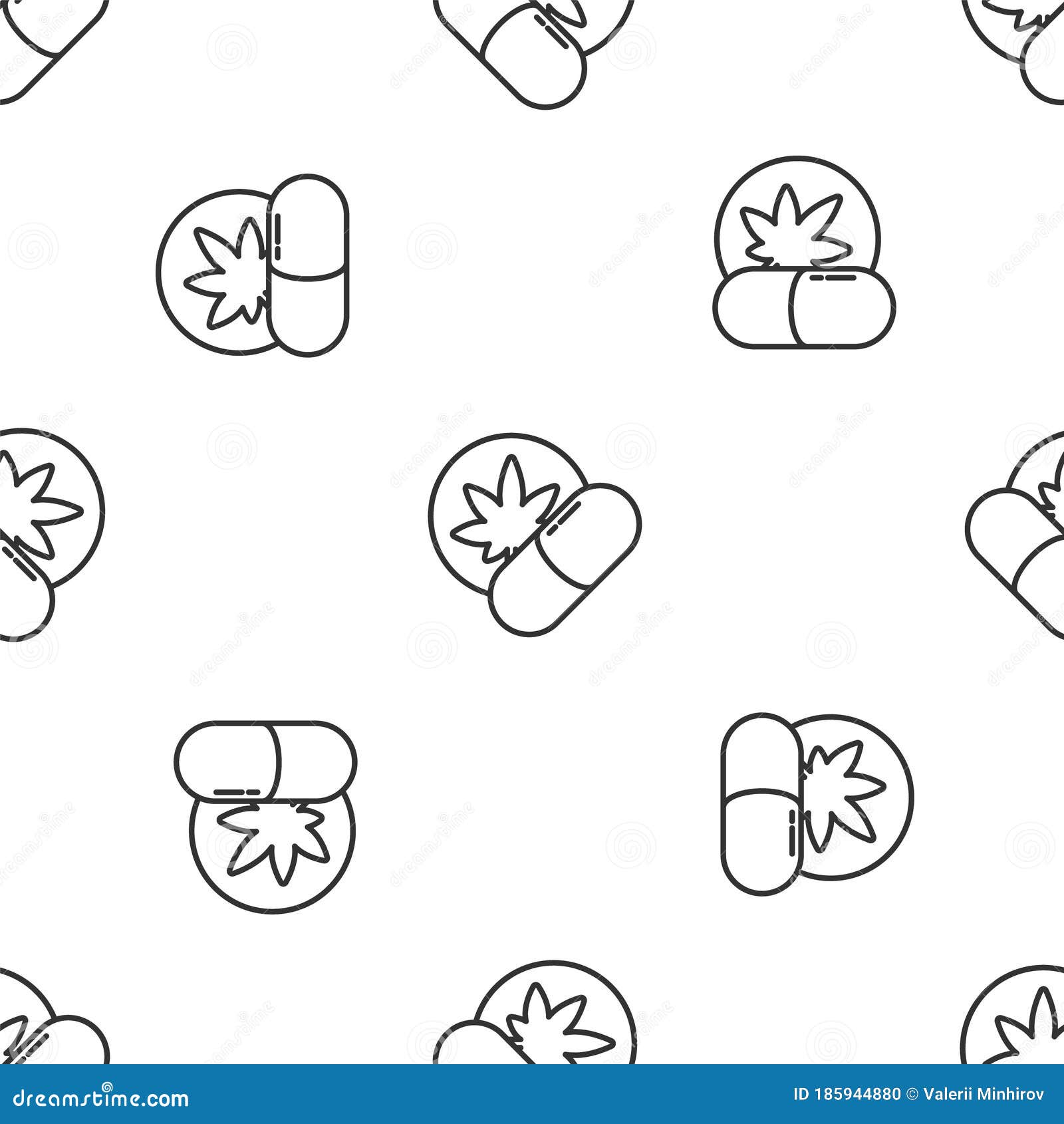 Grey Line Herbal Ecstasy Tablets Icon Isolated Seamless Pattern on ...