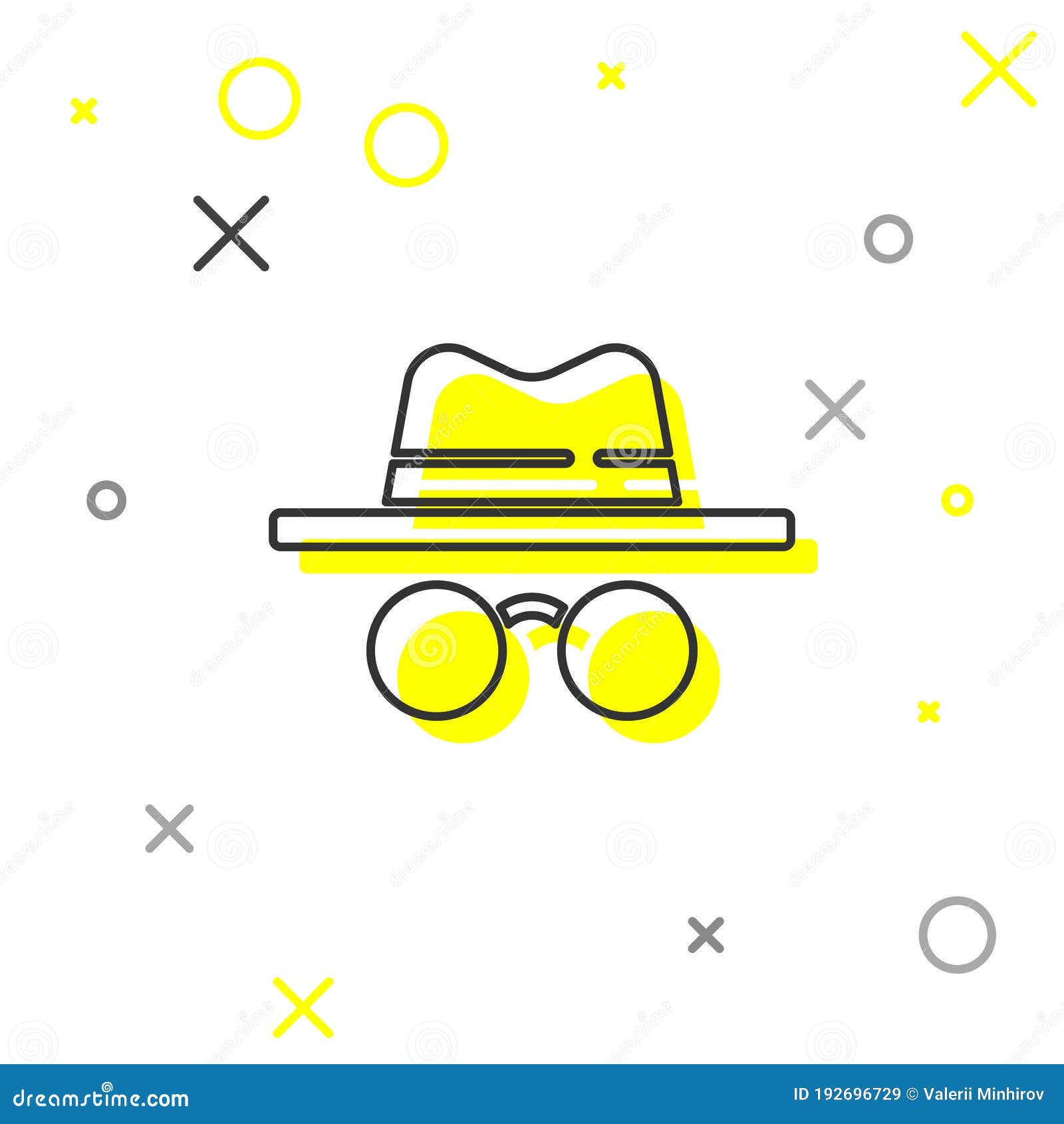 Grey Line Incognito Mode Icon Isolated on White Background. Vector ...