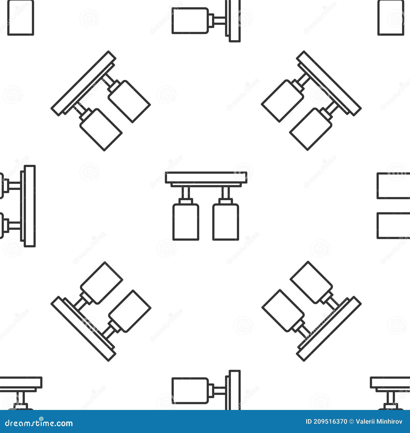 Grey Line Led Track Lights and Lamps with Spotlights Icon Isolated ...