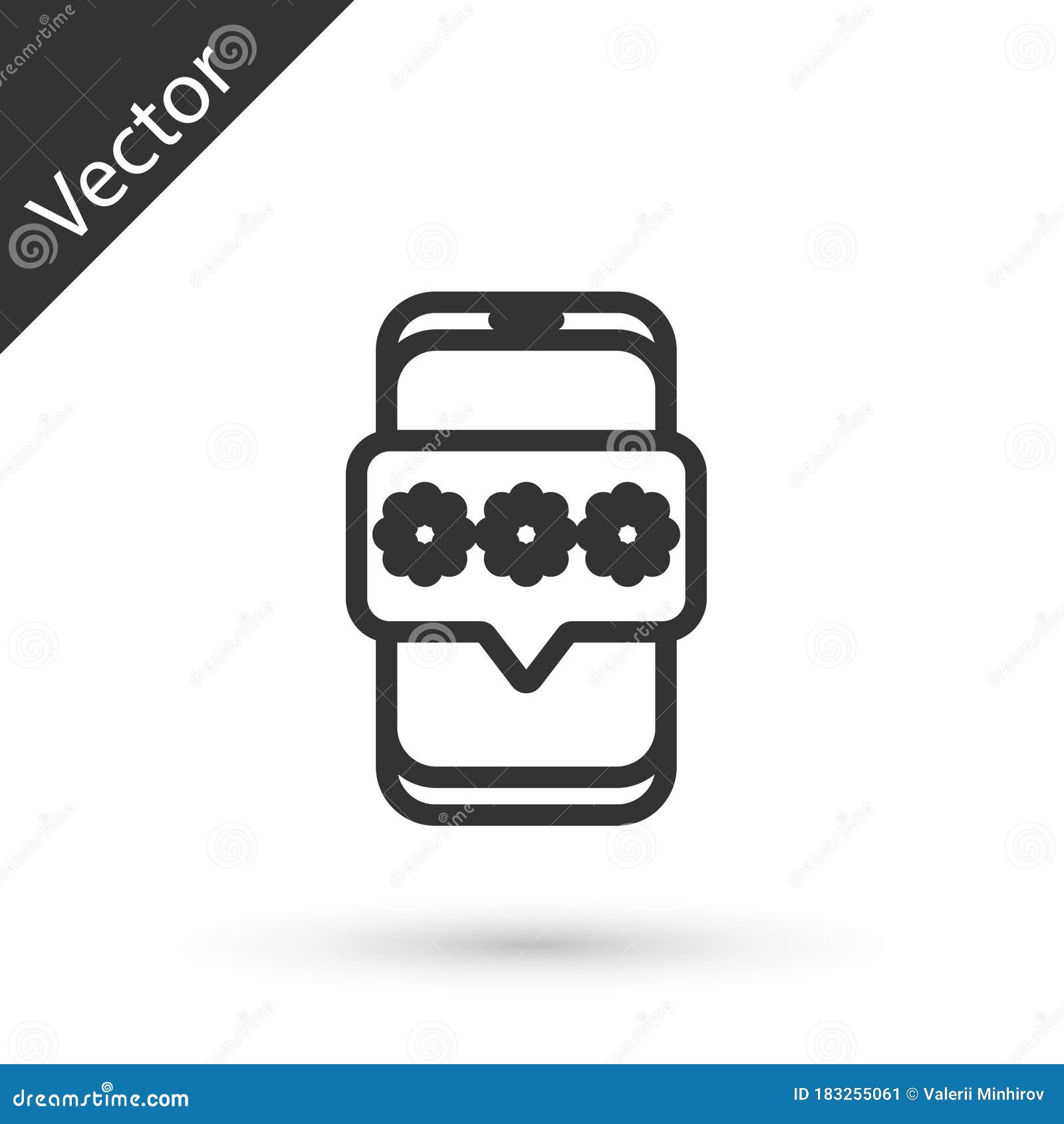 Grey Line Mobile and Password Protection Icon Isolated on White ...