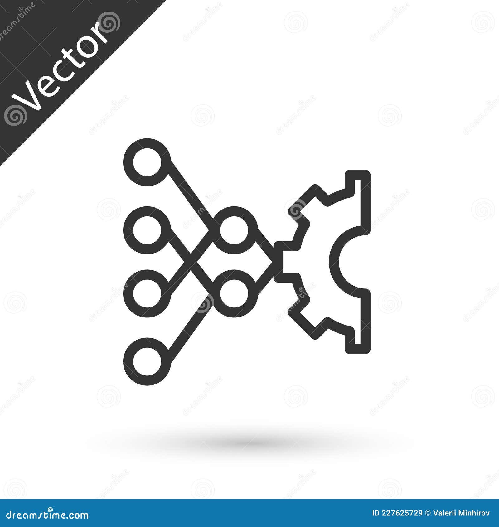 Grey Line Neural Network Icon Isolated On White Background. Artificial ...