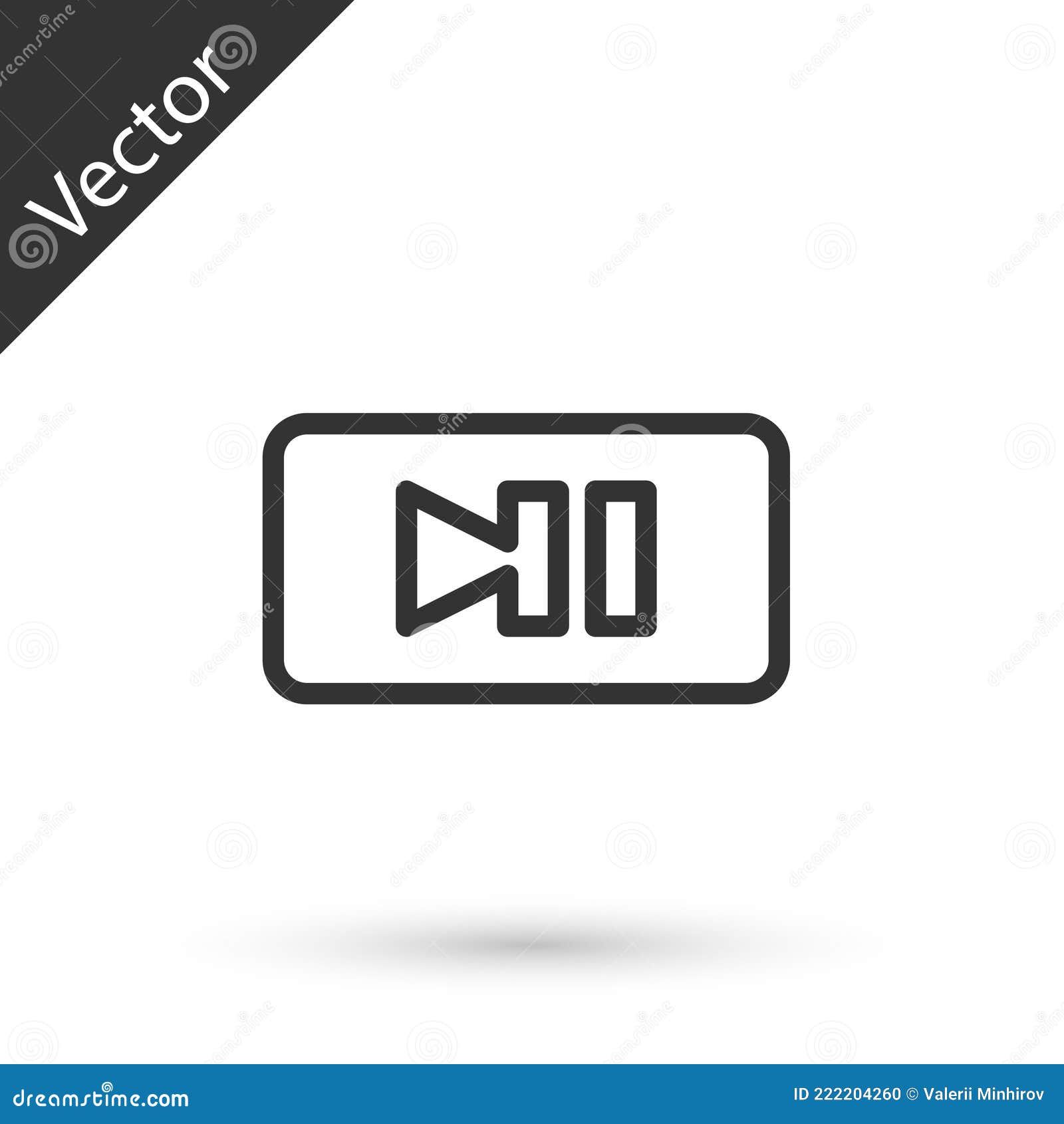 Grey Line Pause Button Icon Isolated on White Background. Vector Stock ...