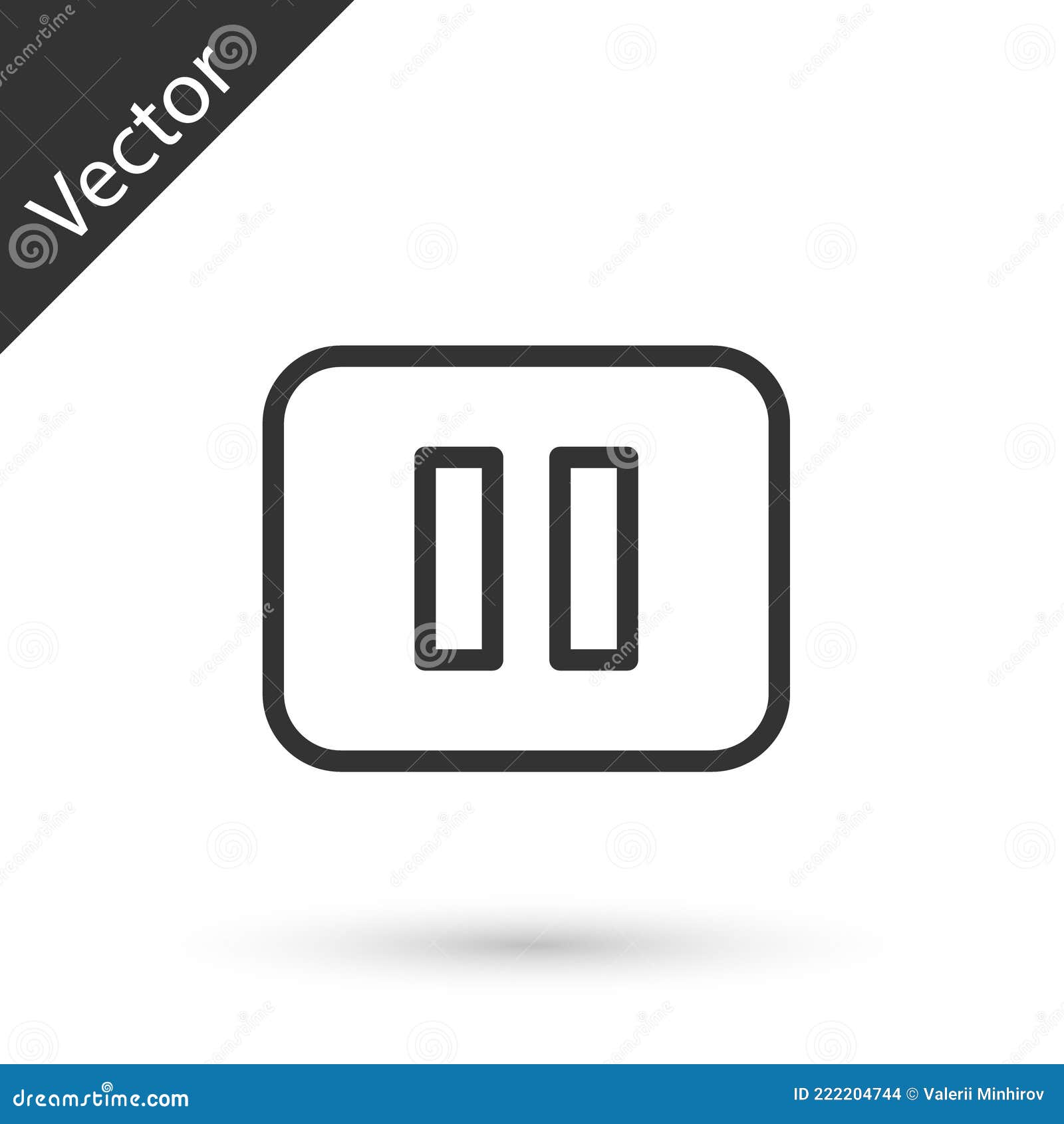 Grey Line Pause Button Icon Isolated on White Background. Vector Stock ...